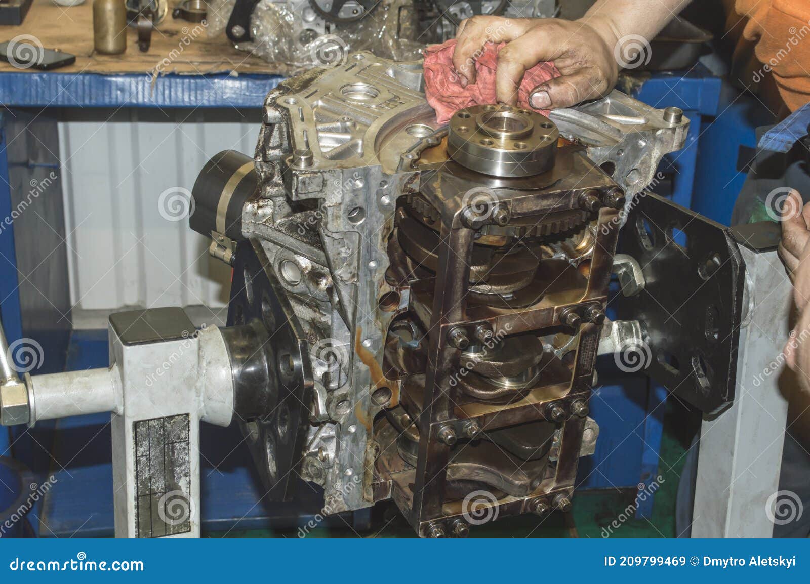 Bottom View of the Engine, Which is Mounted on a Special Stand, when ...