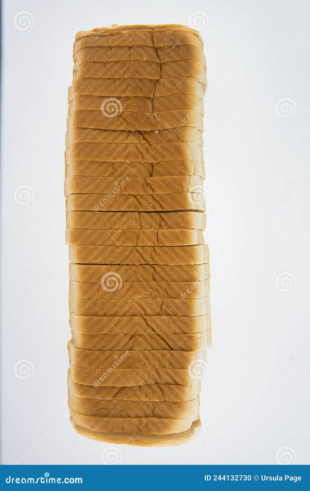 The Bottom View of an Isolated Long Loaf of American Sliced White Bread ...