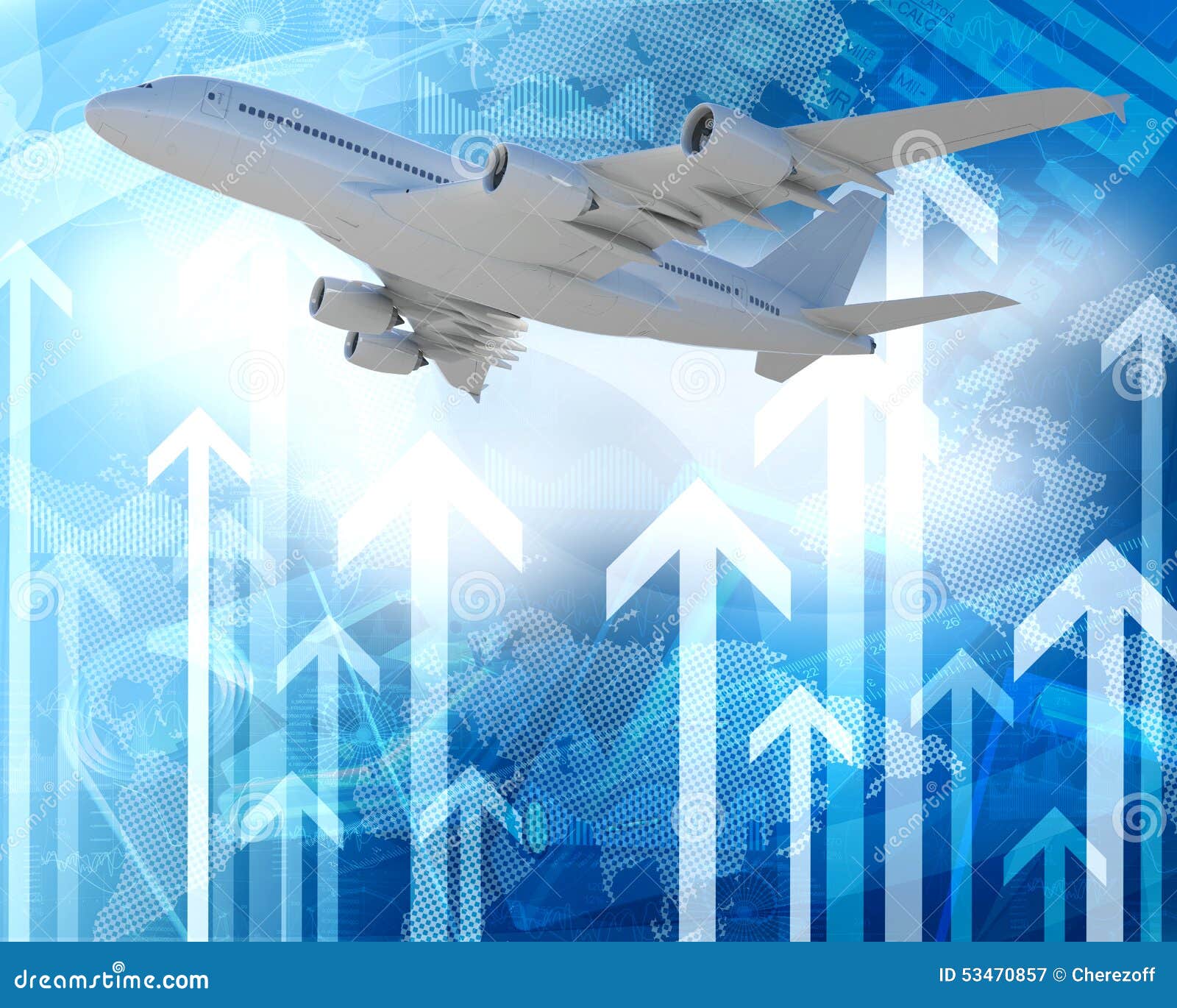 Bottom View of Jet with Arrows Up Stock Illustration - Illustration of ...