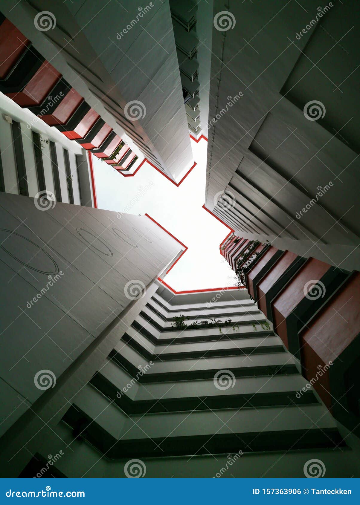 Bottom View of Modern Office Building Stock Photo - Image of high ...