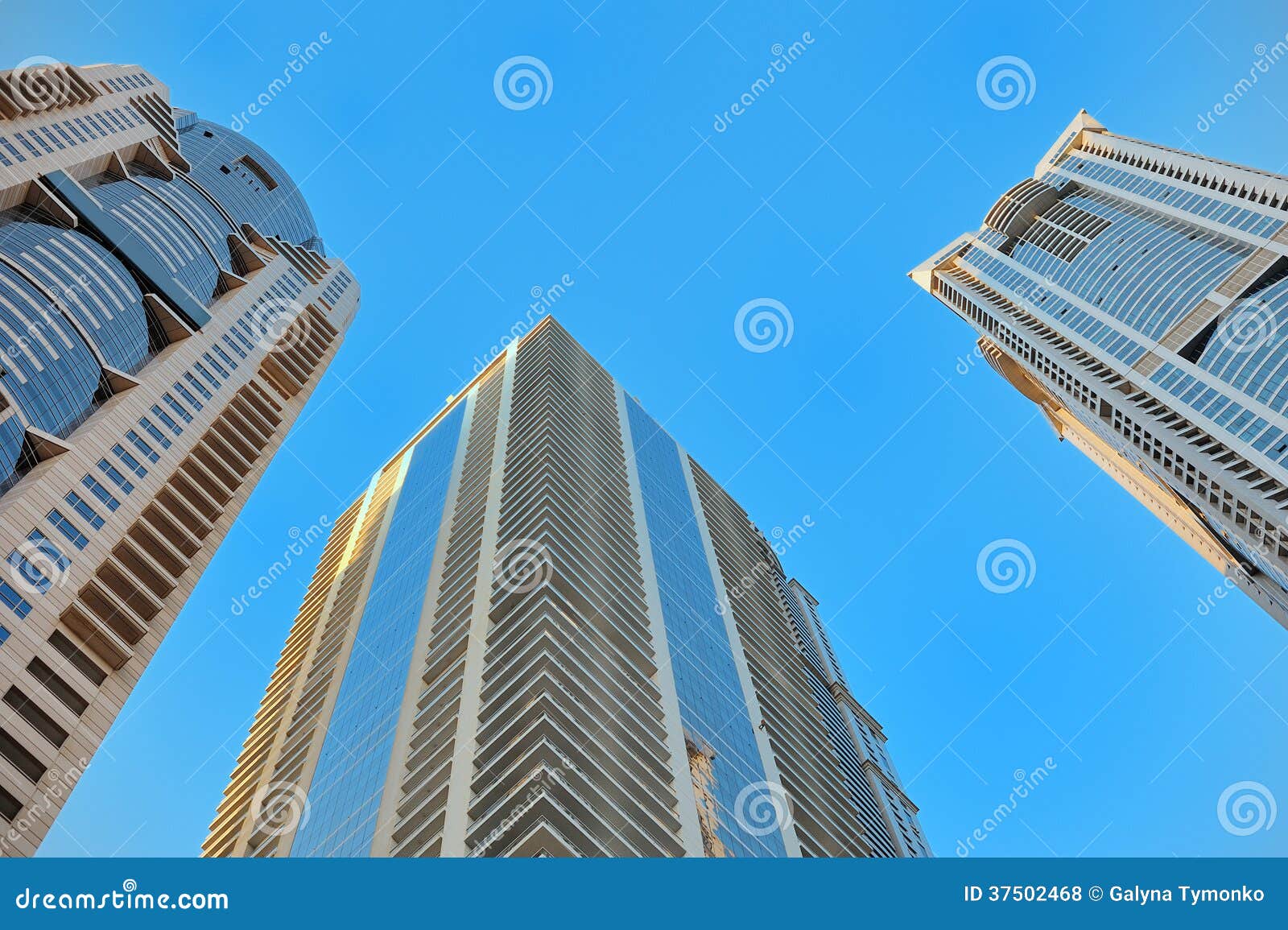 Bottom View of Modern Skyscraper. Business District Stock Photo - Image ...