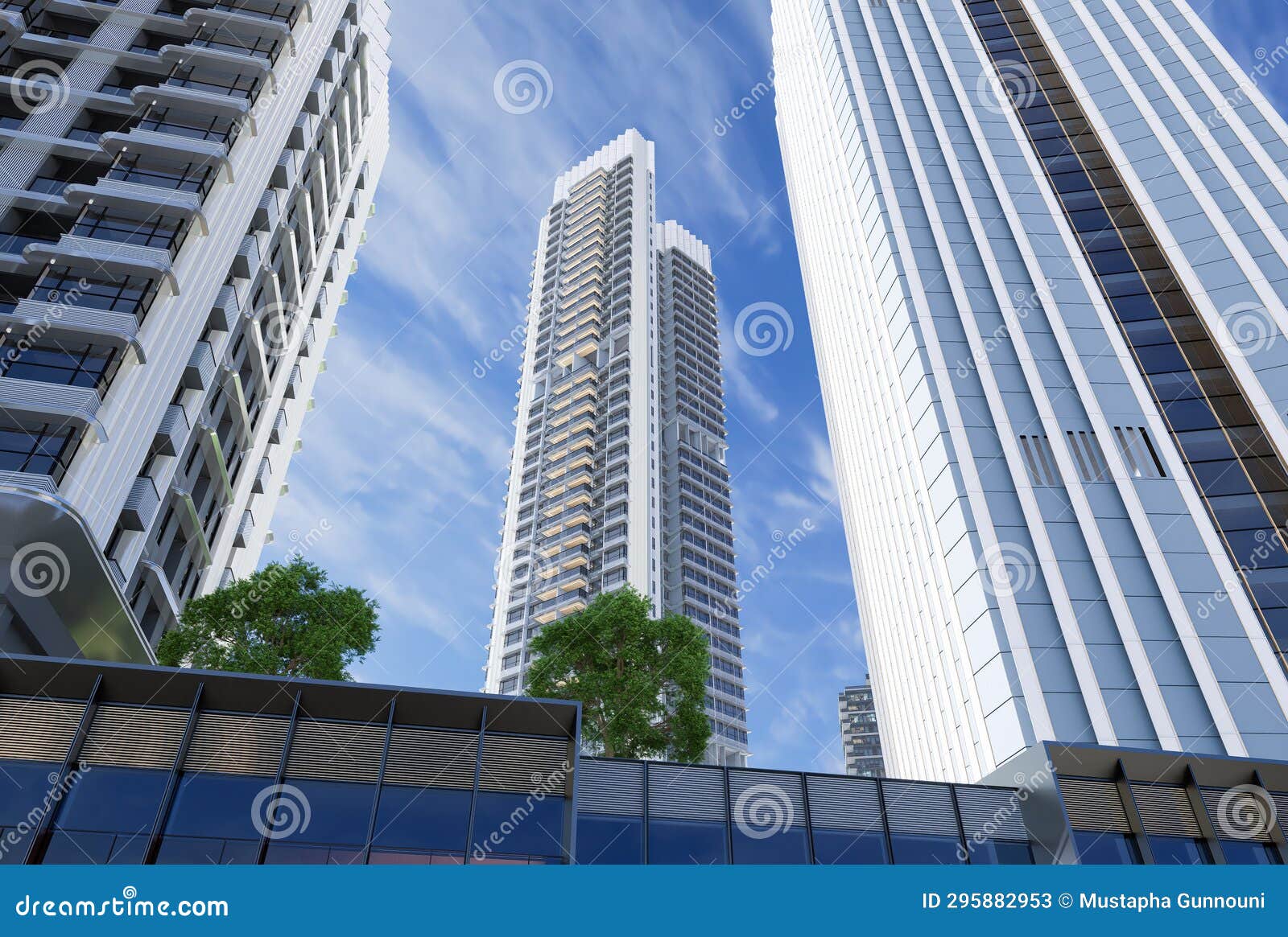 Bottom View of Modern Skyscrapers in Business District, Business Vision ...