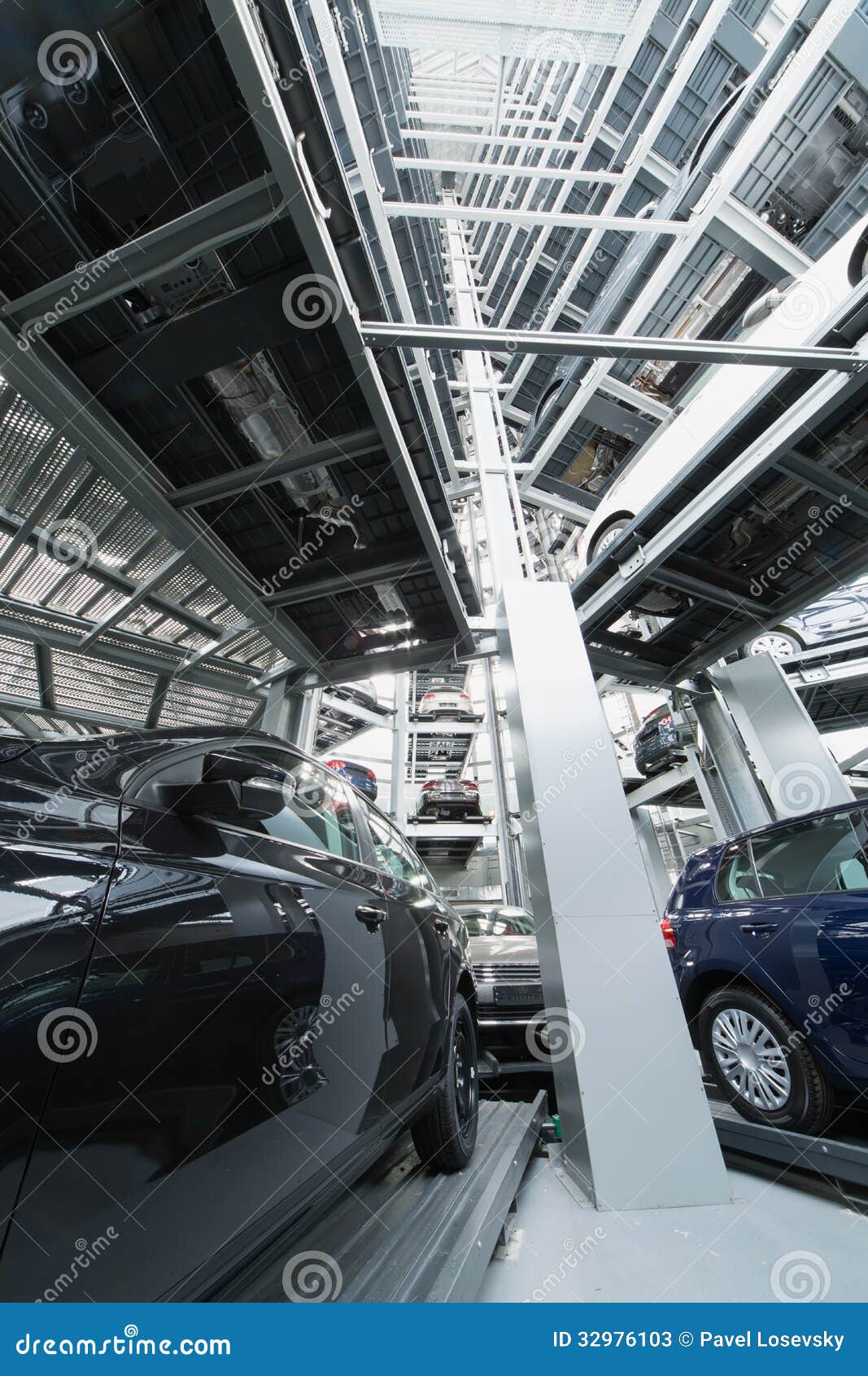 Bottom View in Multi-story Automated Car Parking System Stock Image ...