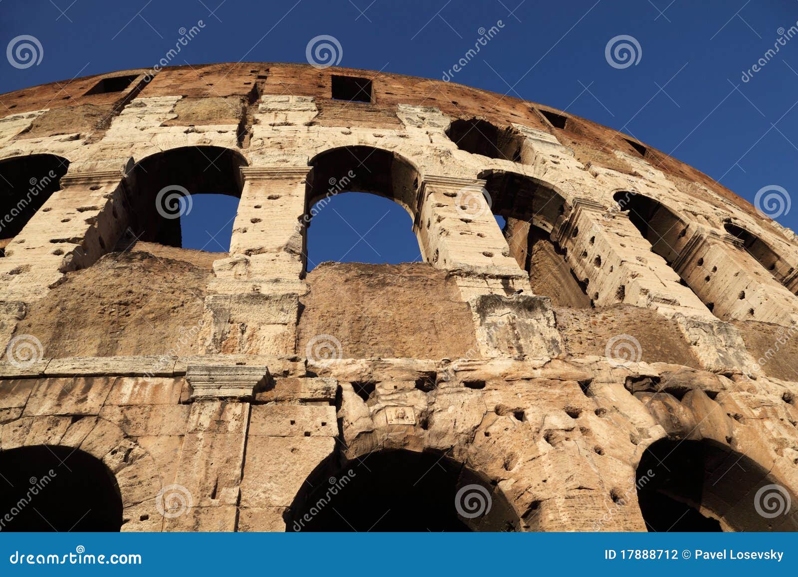 Bottom View on Old Stone Walls of Coliseum Stock Photo - Image of blue ...