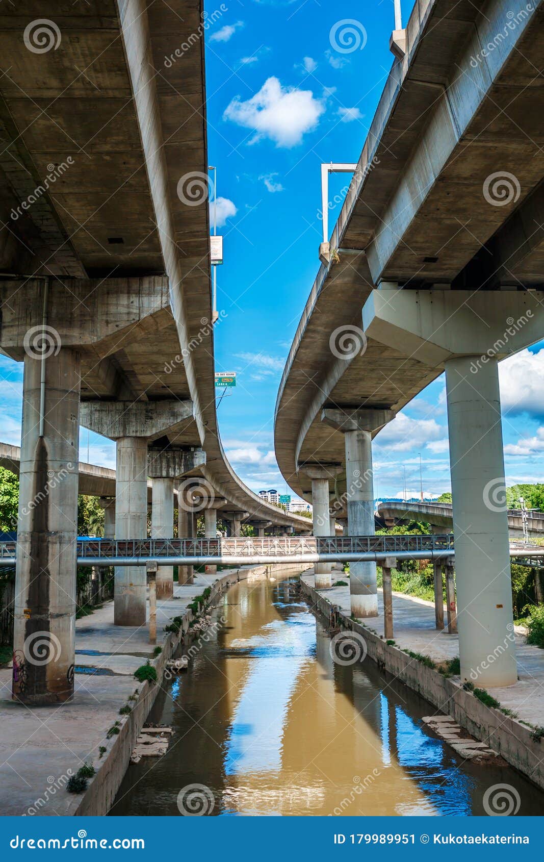 Bottom View Overhead Railway in a Modern City. Urban Architecture Stock ...