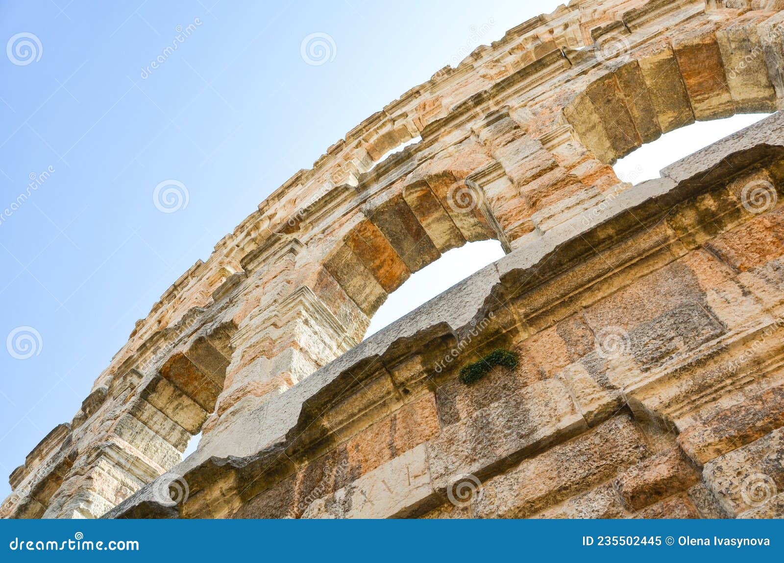 Bottom View of a Part of the Wall of an Antique Stone Structure with ...