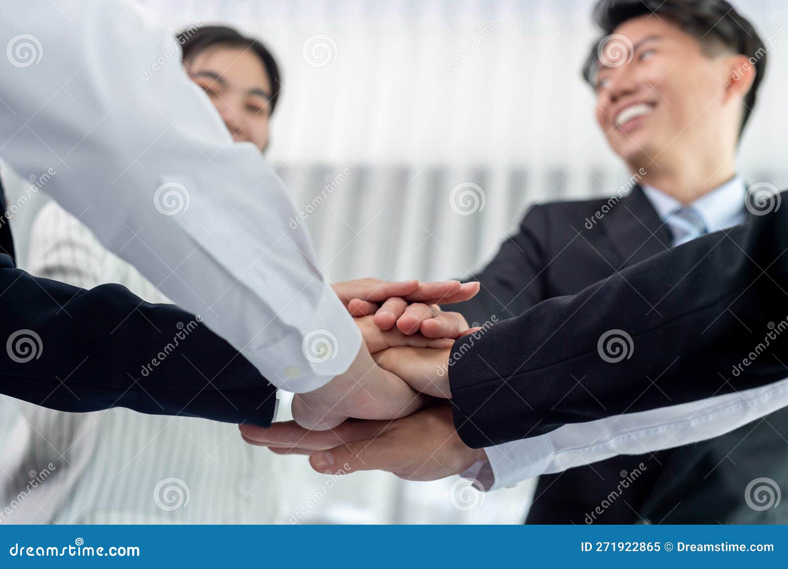 Bottom View Partial Hand Join Stack As Symbol of Harmony in Office ...