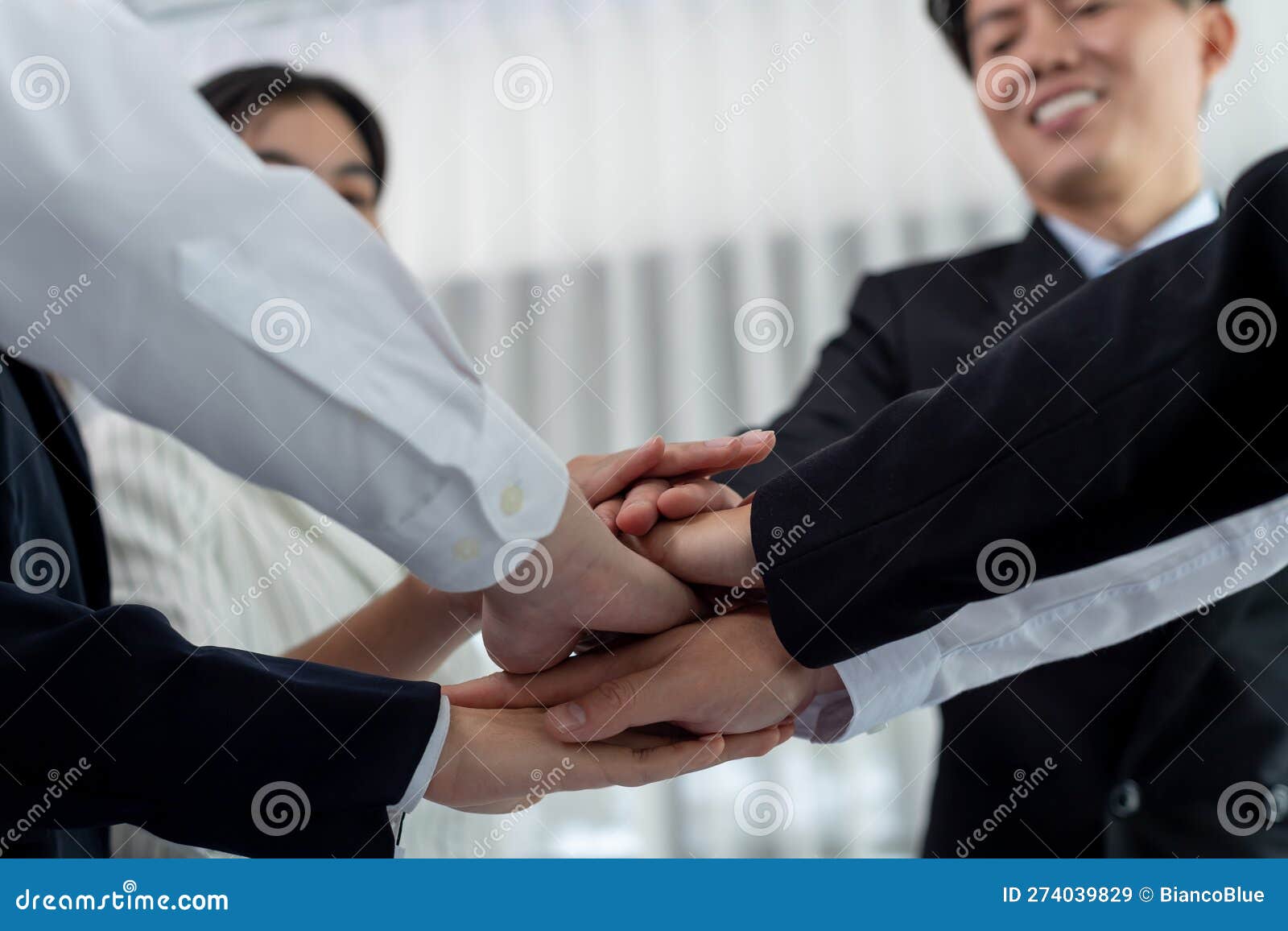 Bottom View Partial Hand Join Stack As Symbol of Harmony in Office ...