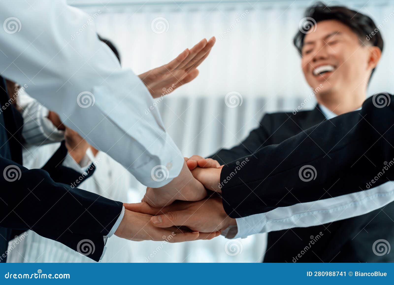 Bottom View Partial Hand Join Stack As Symbol of Harmony in Office ...