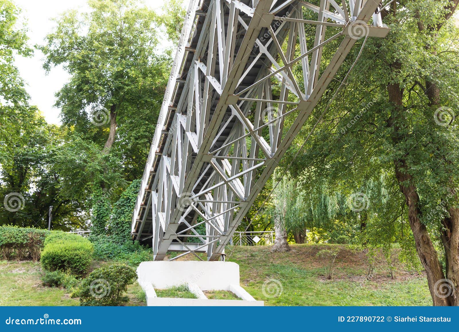 Bottom View of the Pedestrian Bridge Stock Photo - Image of light ...