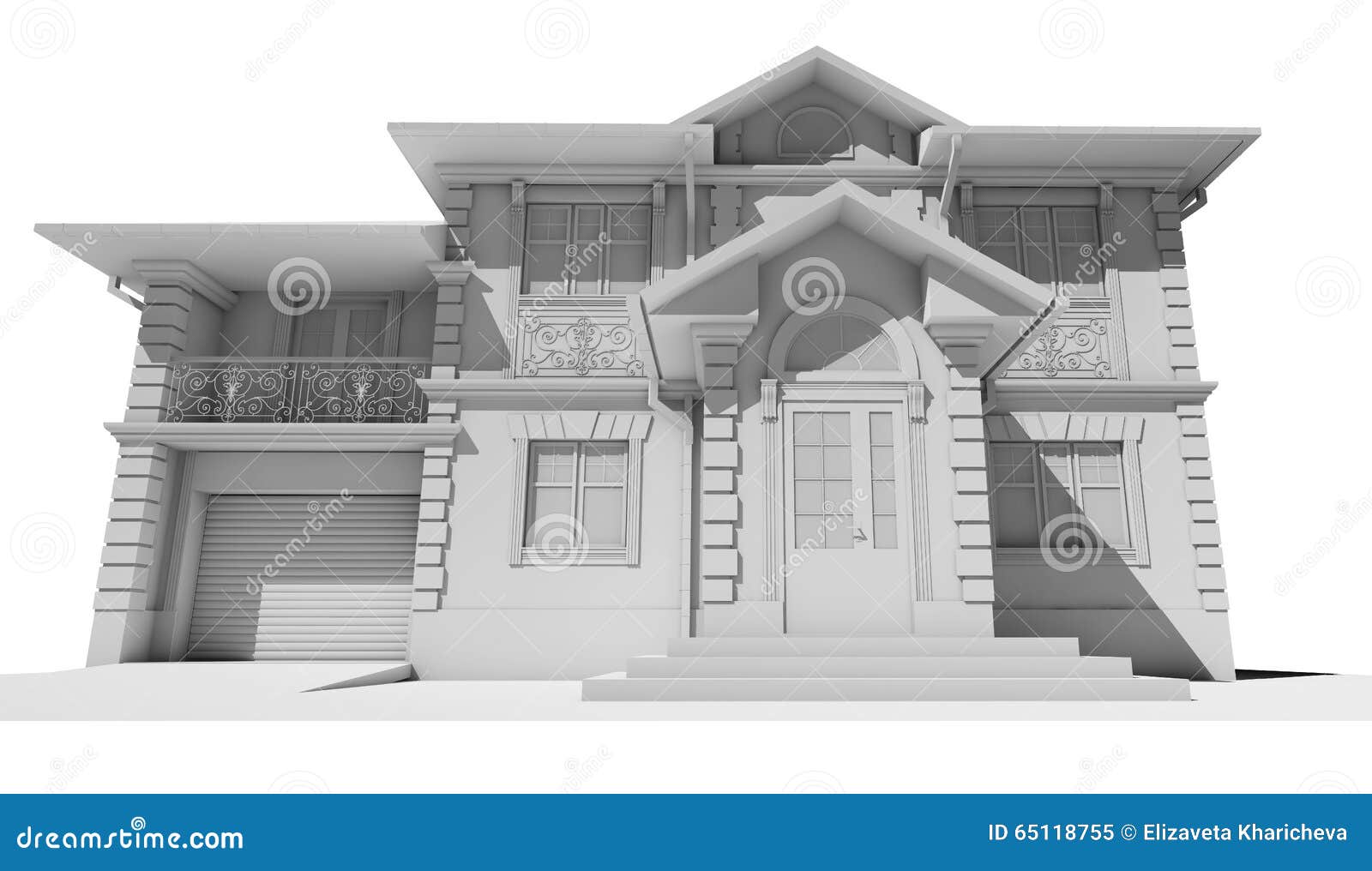 Bottom View of a Private Home - White Layout Stock Illustration ...