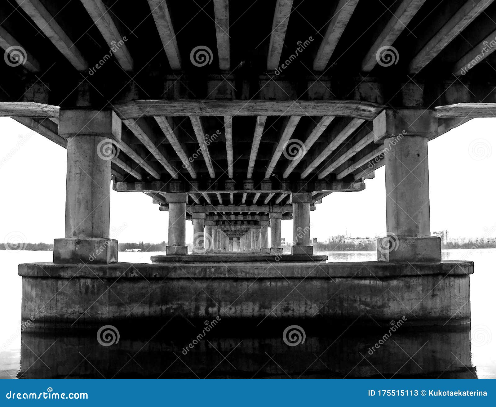 Bottom View of the Reinforced Concrete Bridge Over the River. Bridge ...