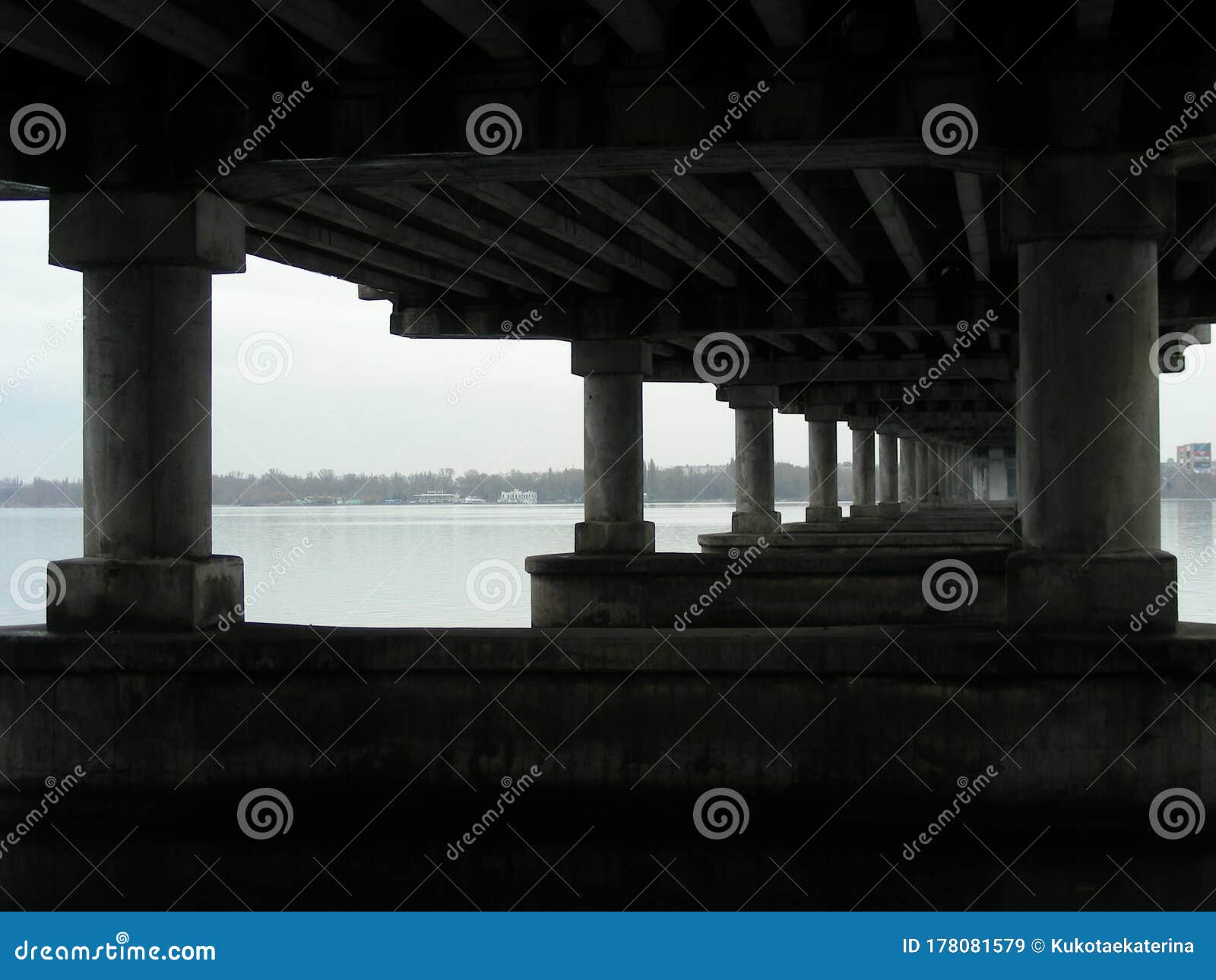 Bottom View of the Reinforced Concrete Bridge Over the River. Bridge ...