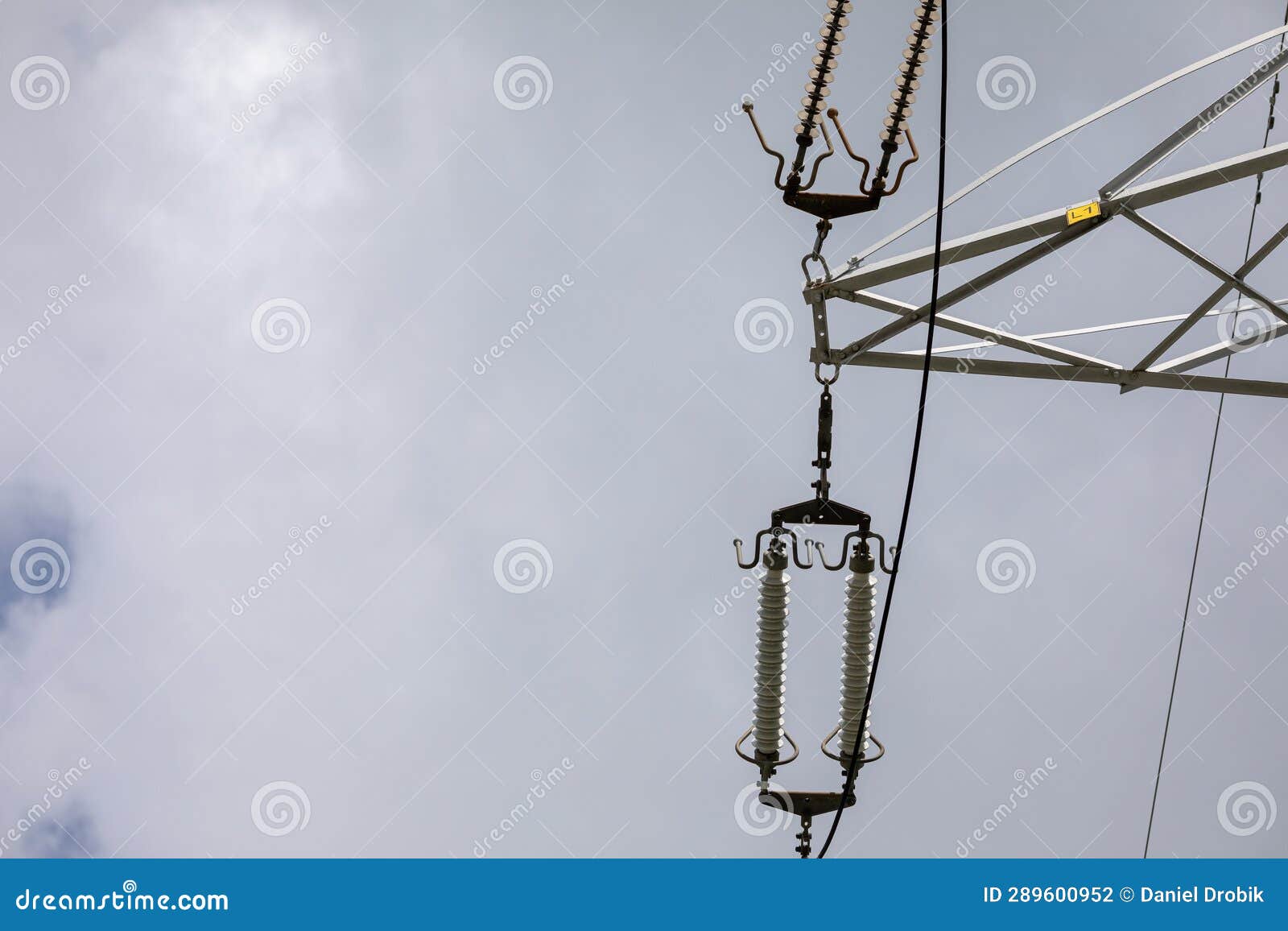 Bottom View of a Section of a High-voltage Overhead Line Pole. Stock ...