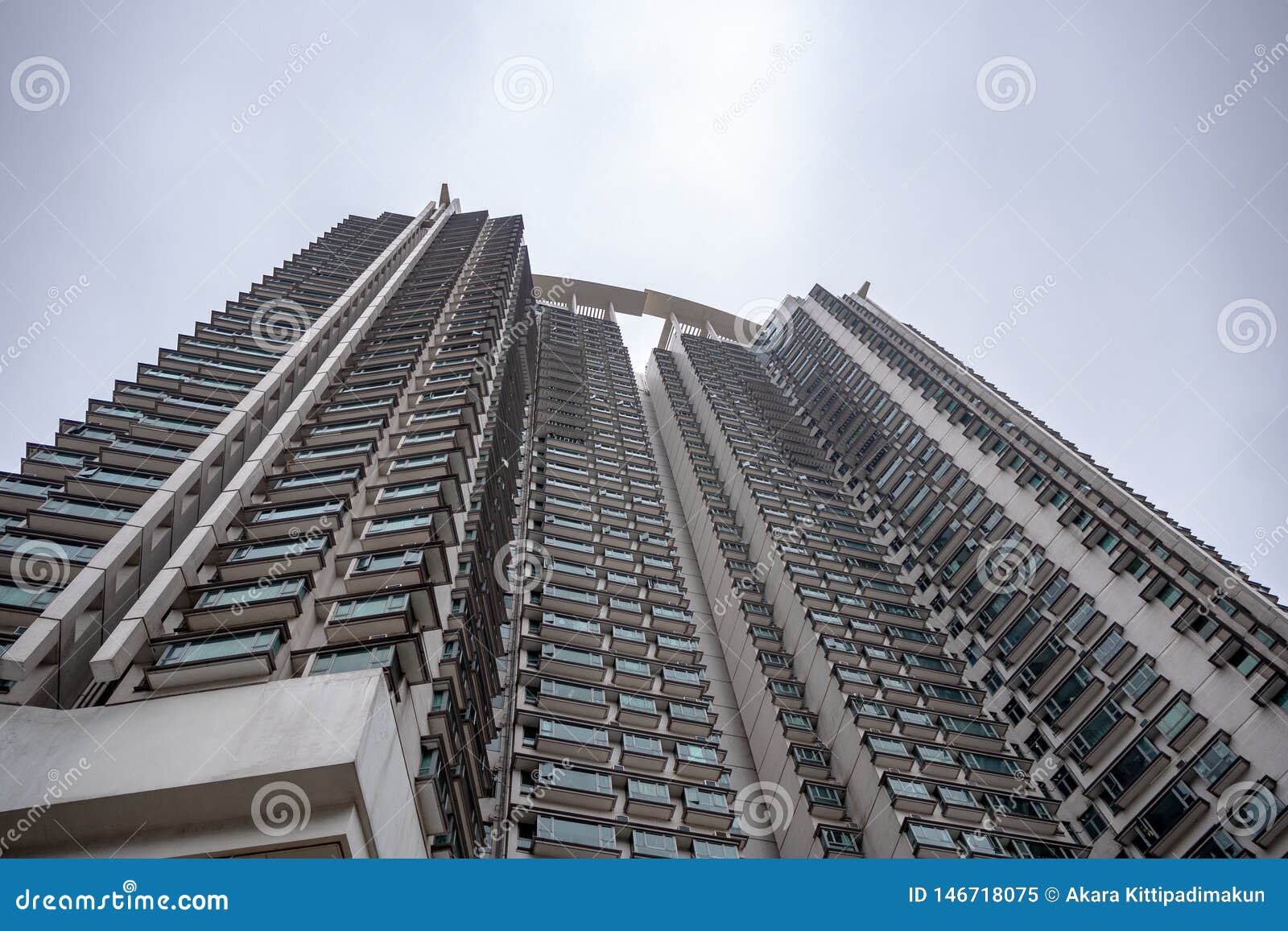Bottom View of .skyscraper on Bright Sky Background Stock Image - Image ...