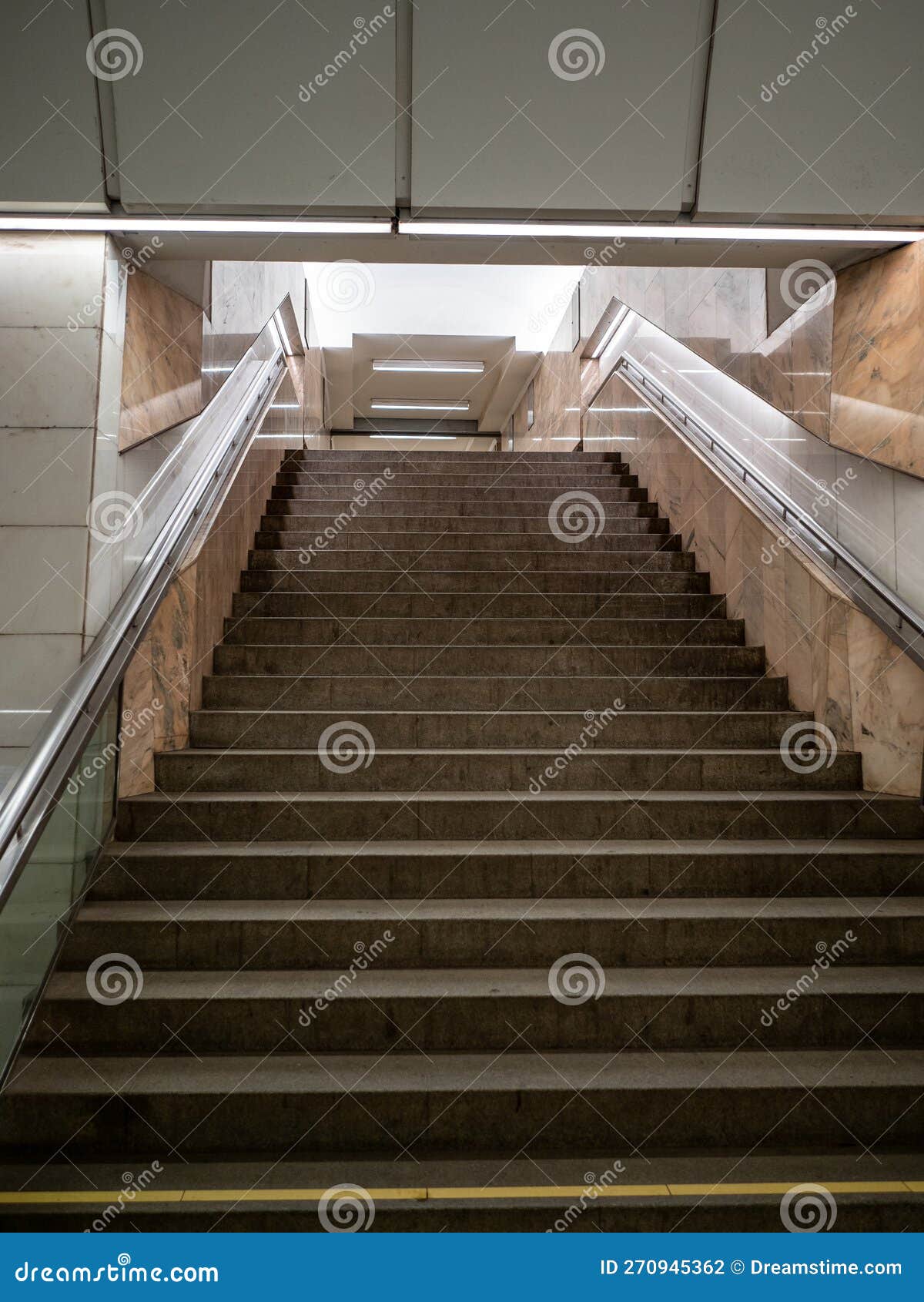 Bottom View of Stairs in Underground Passage Stock Photo - Image of ...