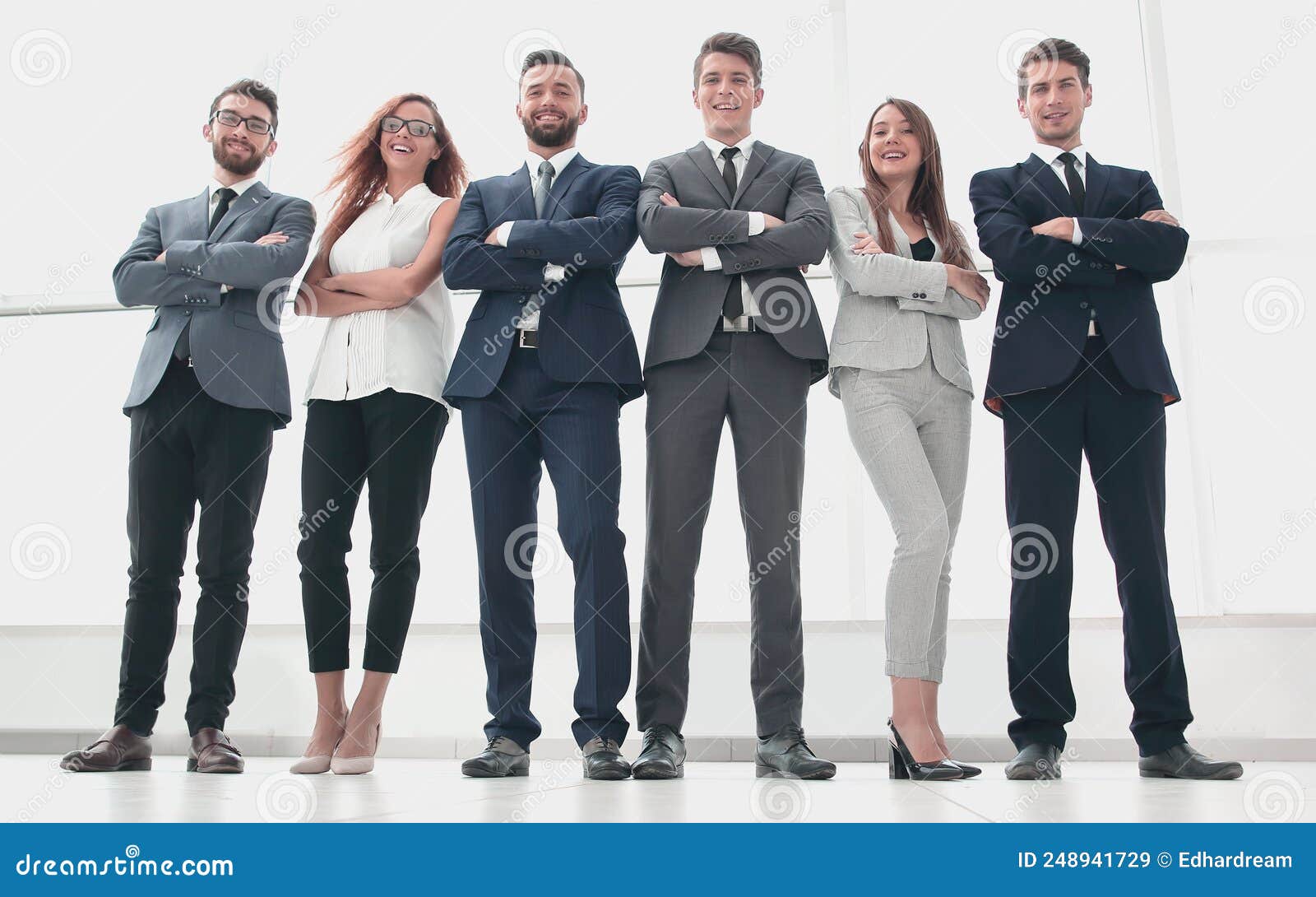 Bottom View. Successful Business Team Standing in a Spacious Office ...