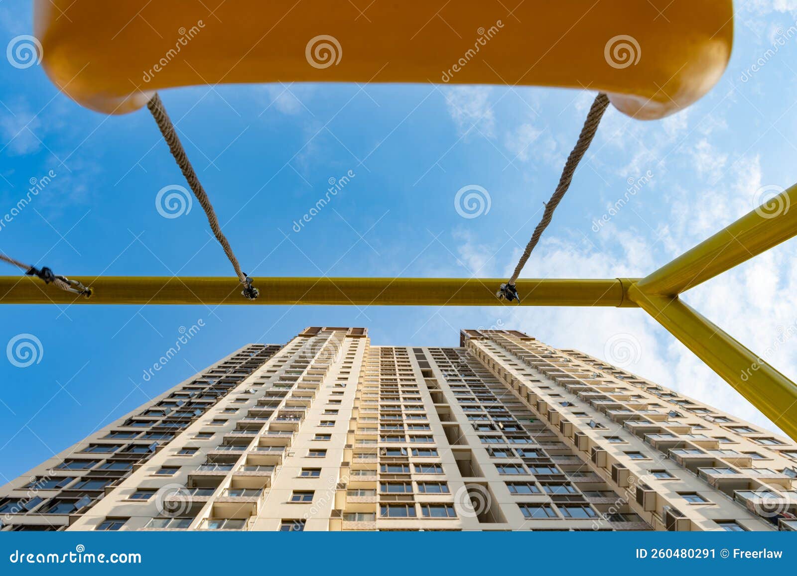 Bottom View of Swing Nearby a Residential Building Horizontal ...