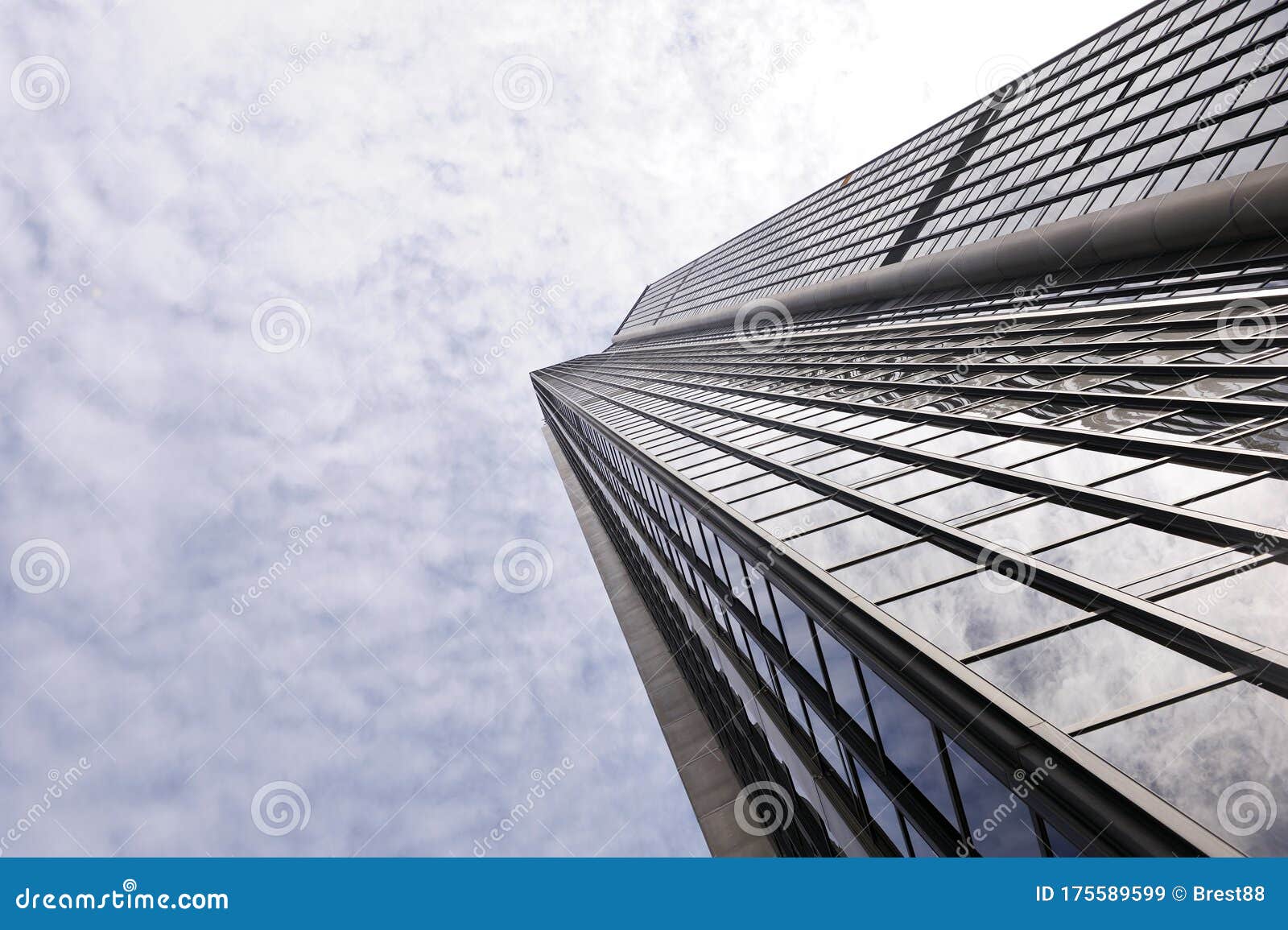 Bottom View of a Tall Glass Building. Business Center Stock Image ...