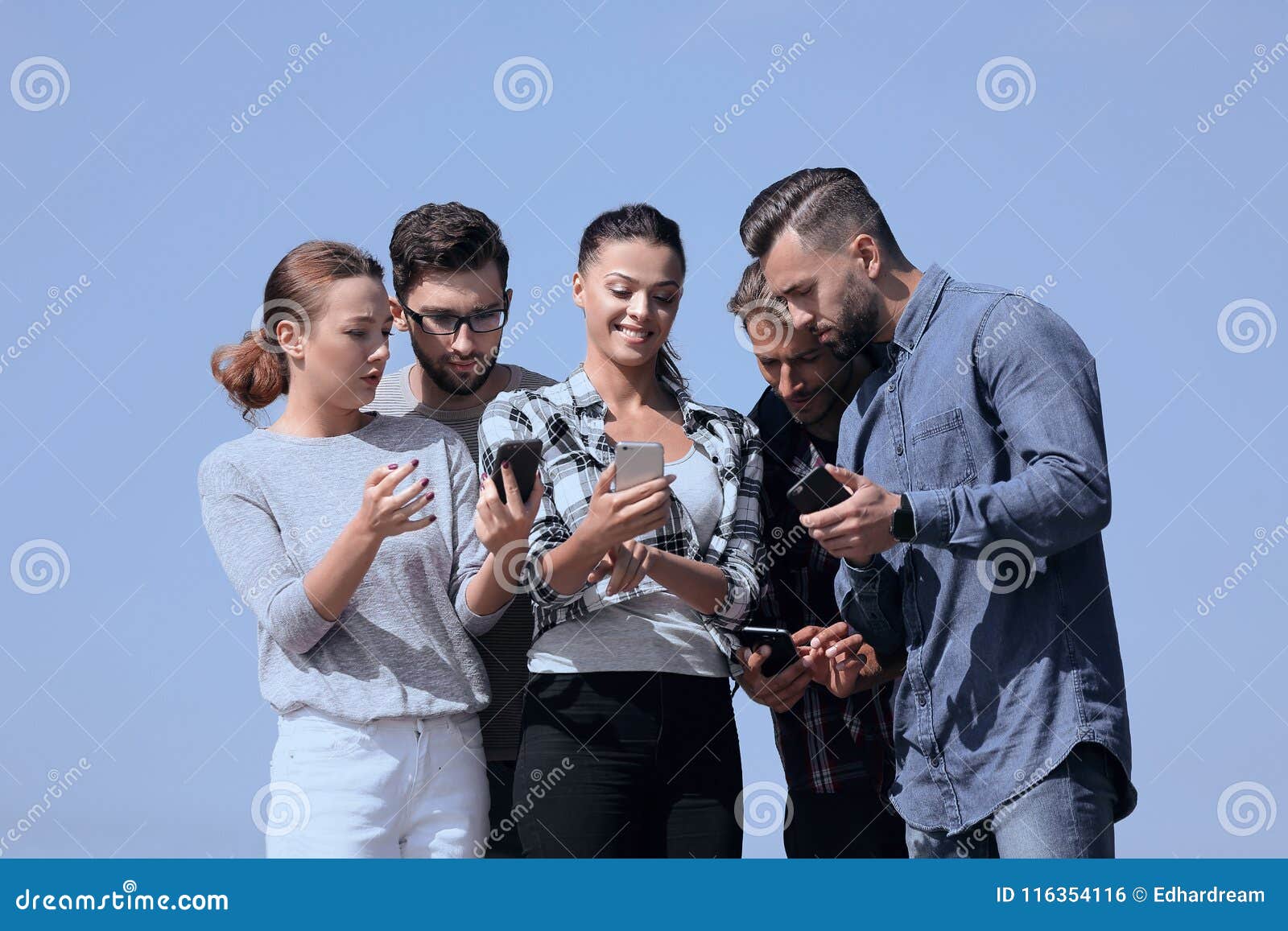 Bottom View.team of Friends Looking at the Camera Stock Photo - Image ...
