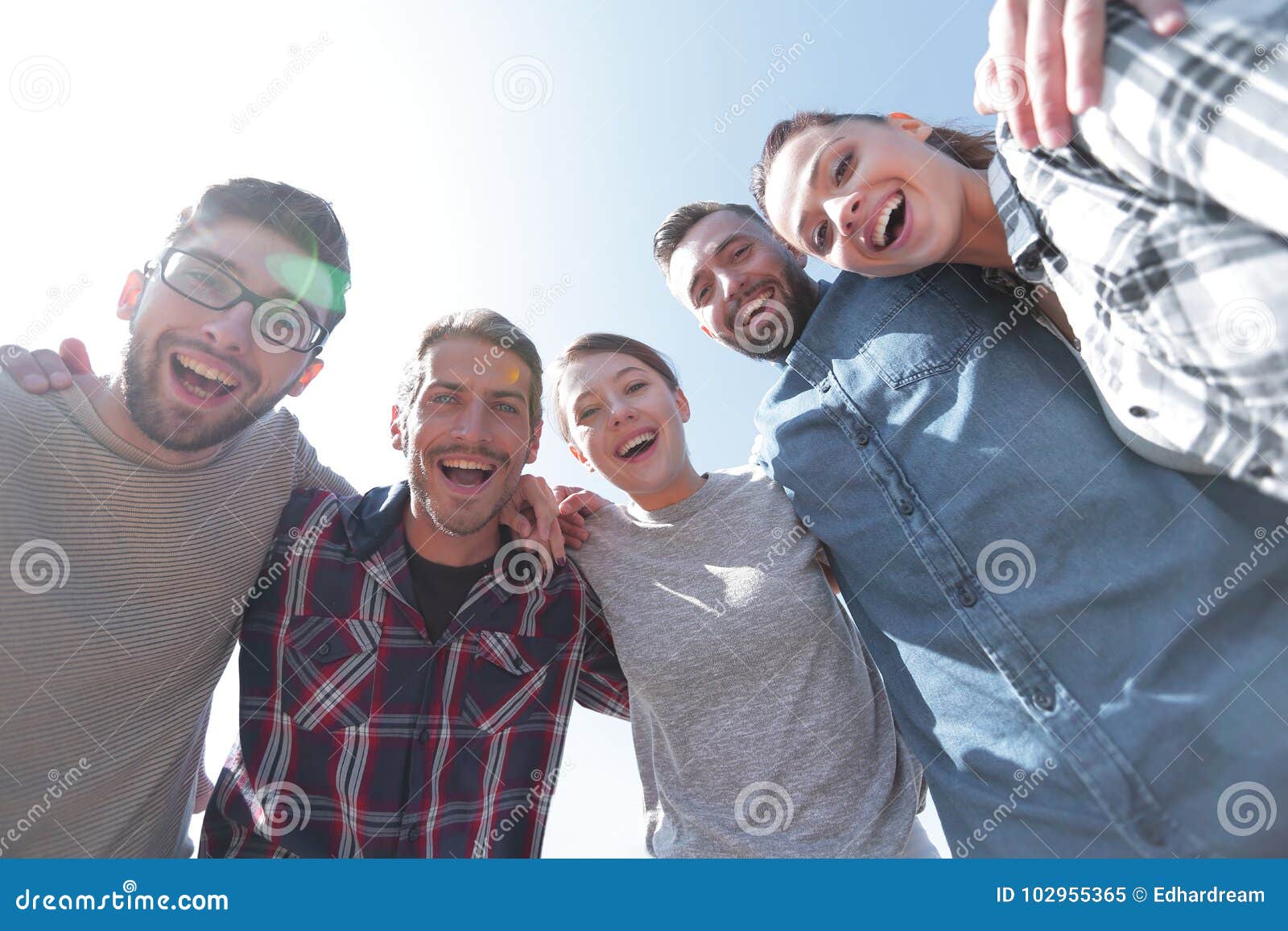 Bottom View.team of Friends Looking at the Camera Stock Image - Image ...