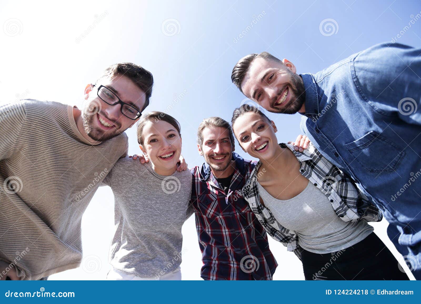 Bottom View.team of Friends Looking at the Camera Stock Photo - Image ...