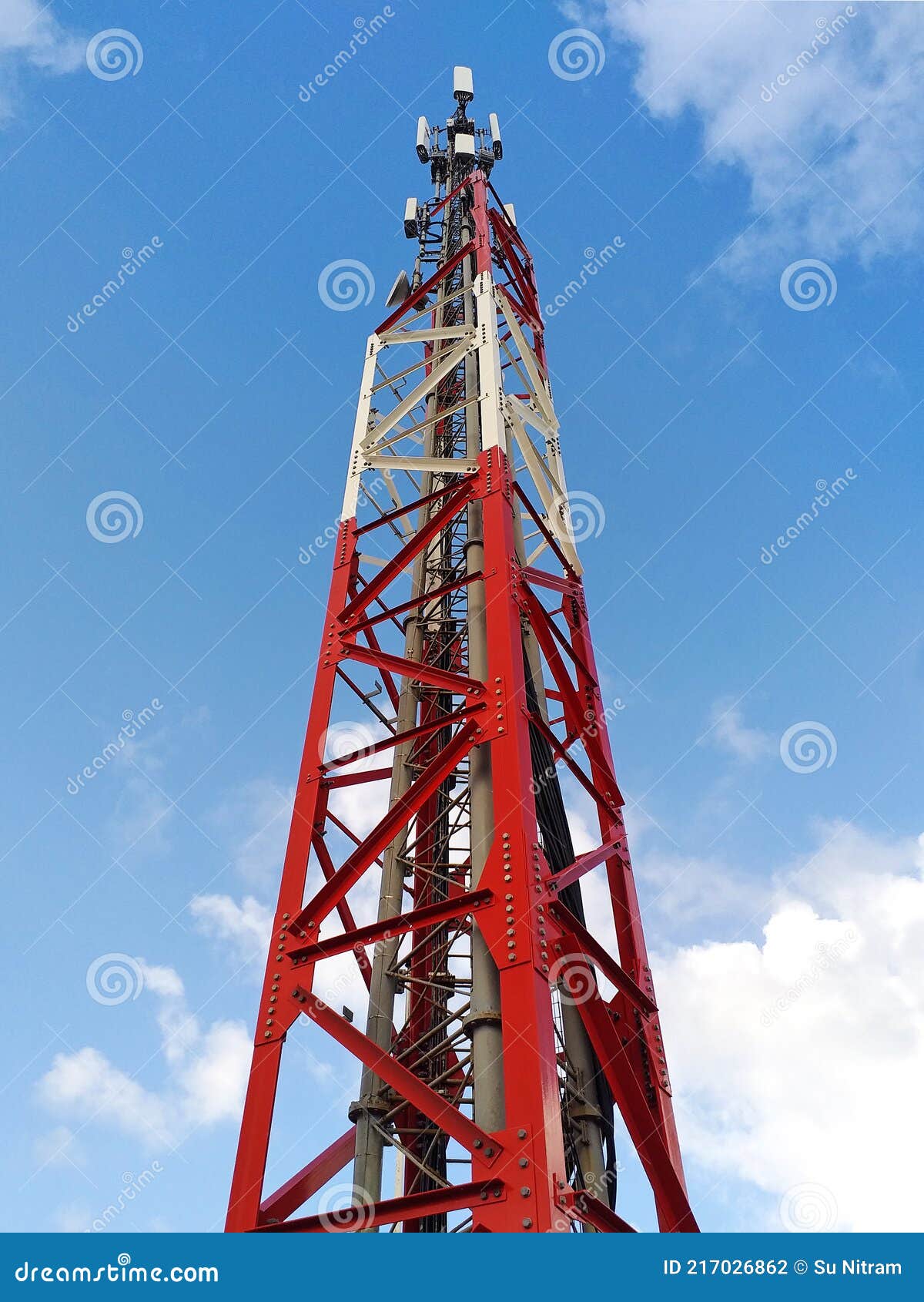 Bottom View of Telecommunications Tower Under Caribbean Blue Sky ...