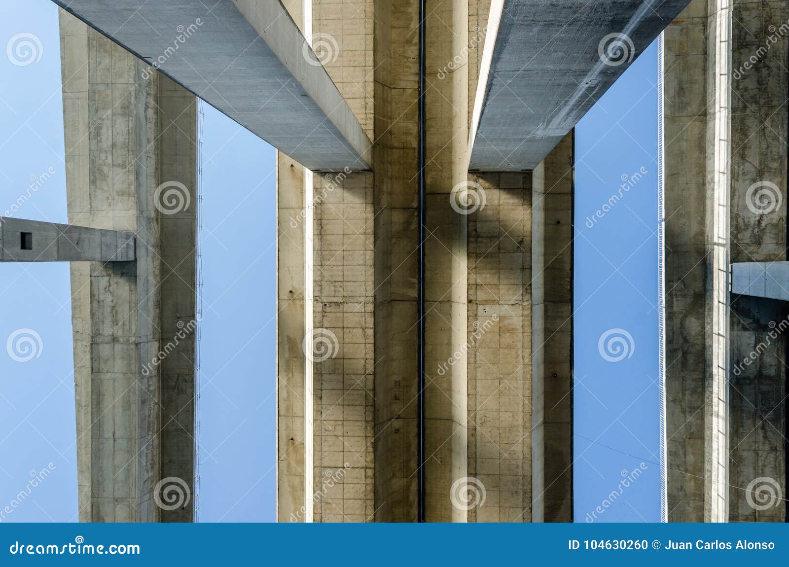 Bottom View of Three Concrete Bridge Decks and they Columns Stock Photo ...