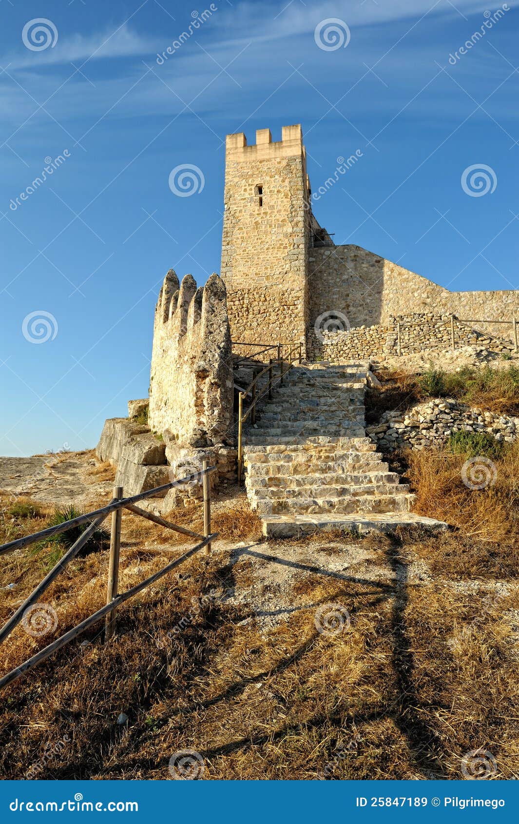 Bottom View To the Old Castle and Mountains. Stock Image - Image of ...