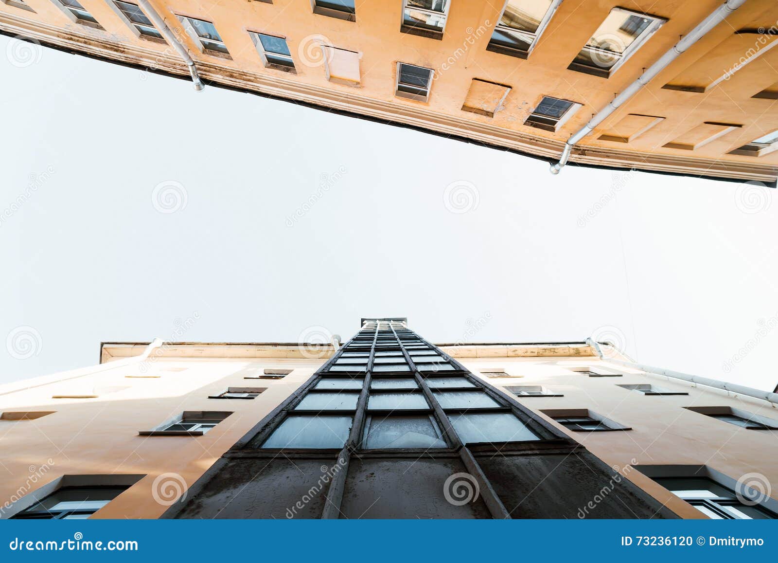 Bottom View To Vintage Old Buildings Stock Photo - Image of quadrangle ...