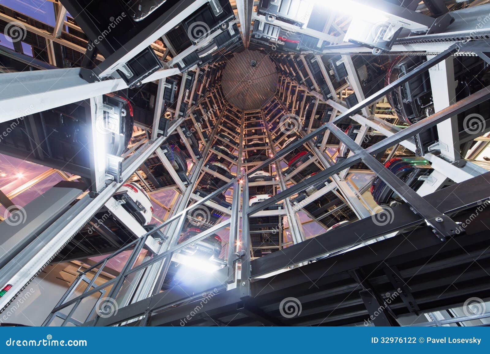 Bottom View in Transparent Construction for Car Storage Stock Photo ...