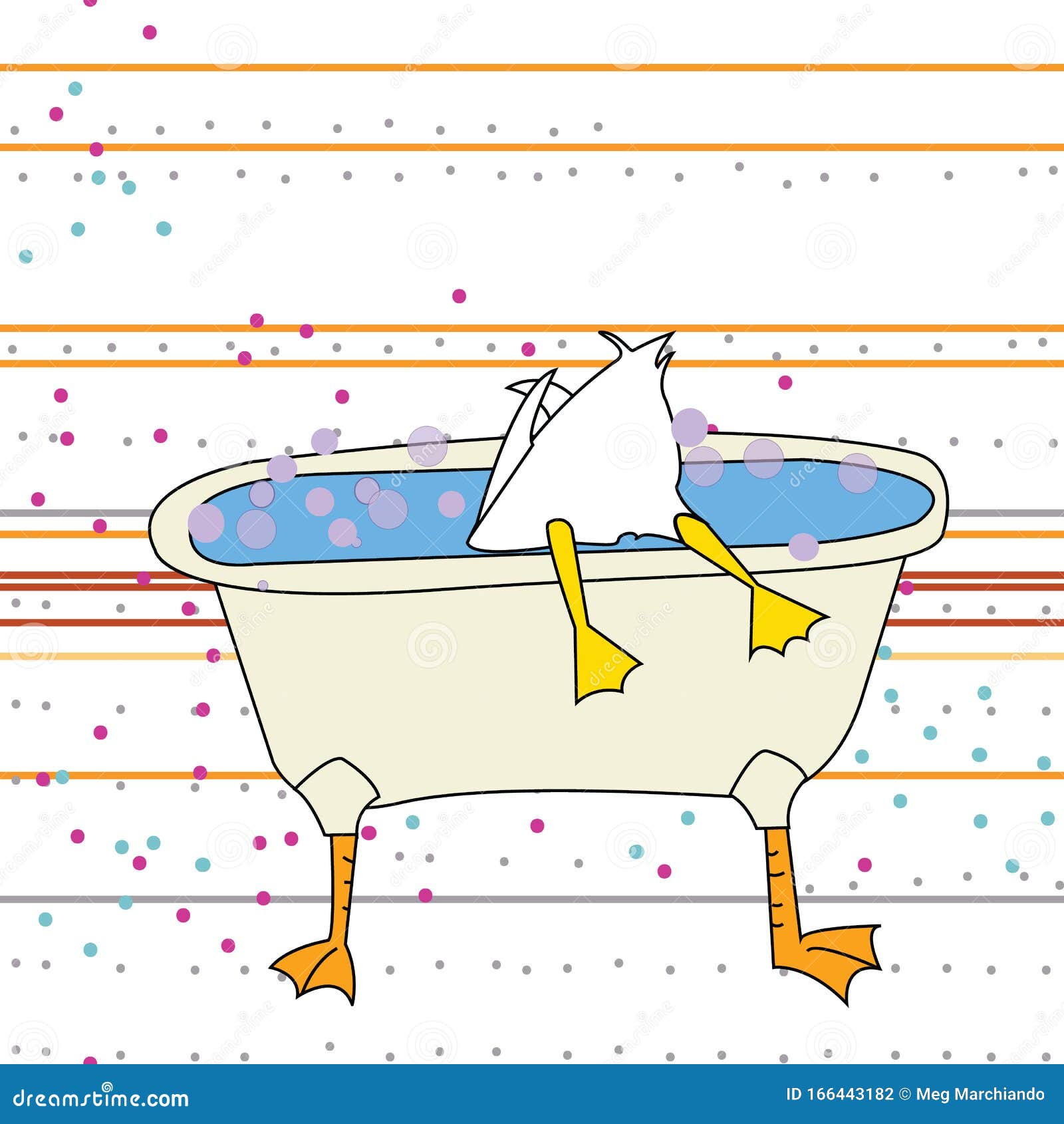 Bottoms Up Vector Drawing Of A Duck Dunking In A Bathtub ...