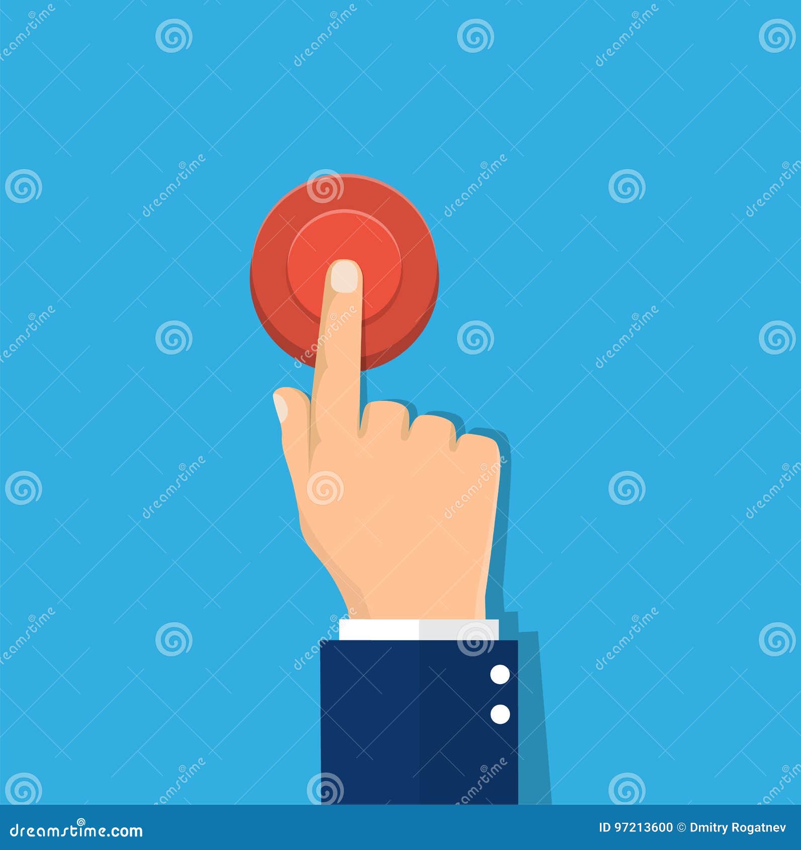 Bottone Rosso Di Stampaggio a Mano Illustrazione Vettoriale ...