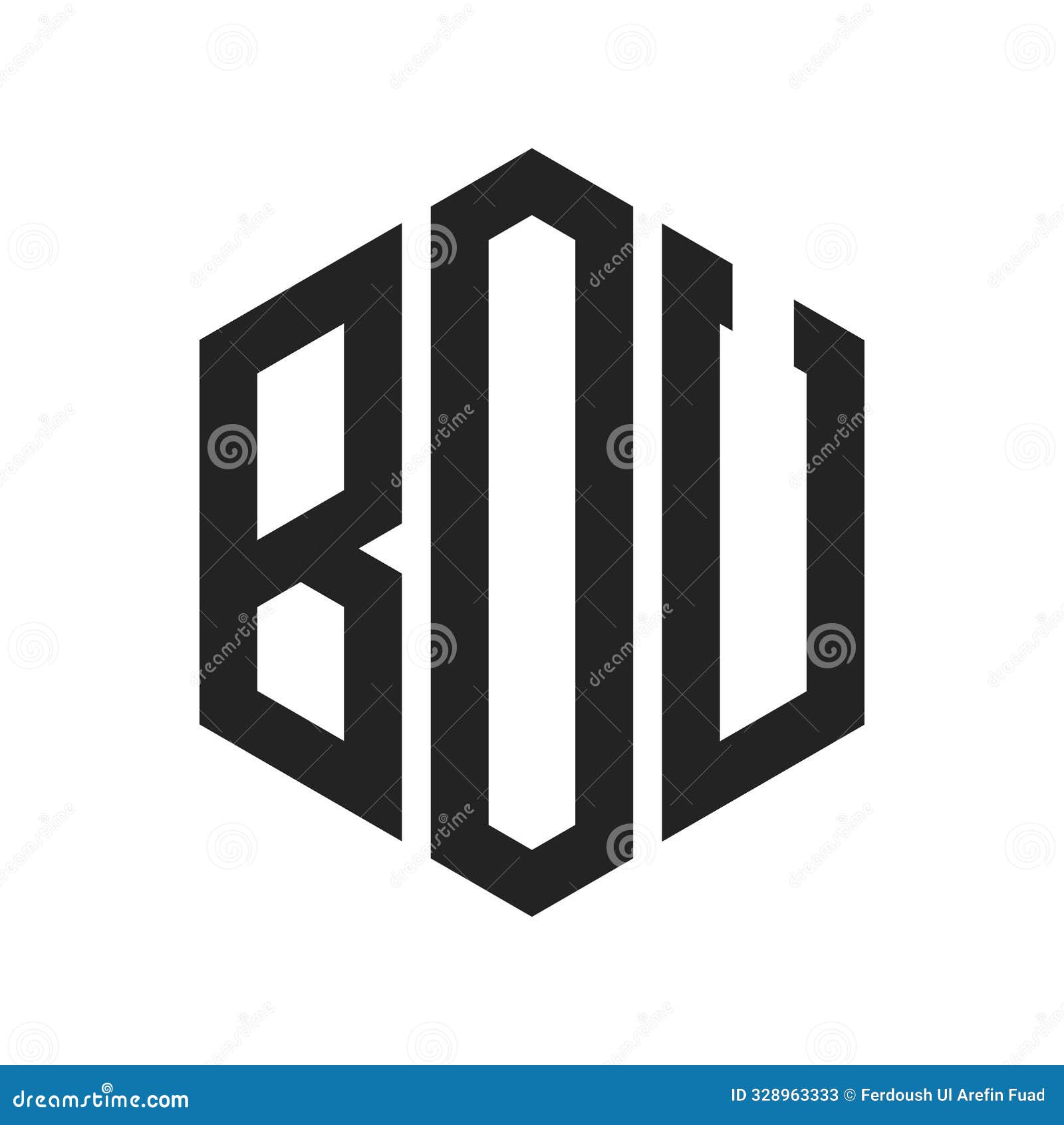 BOU Logo Design. Initial Letter BOU Monogram Logo Using Hexagon Shape ...