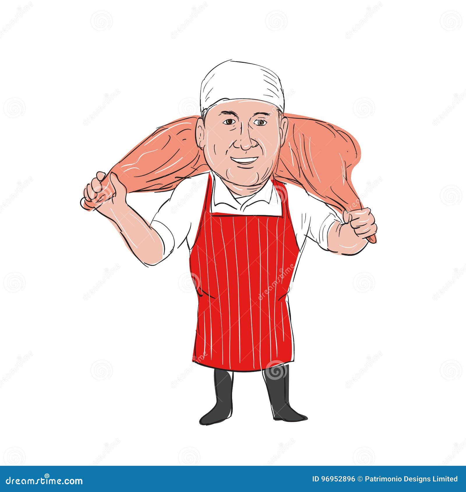 Boucher Carrying Leg De Ham Cartoon Illustration de Vecteur ...