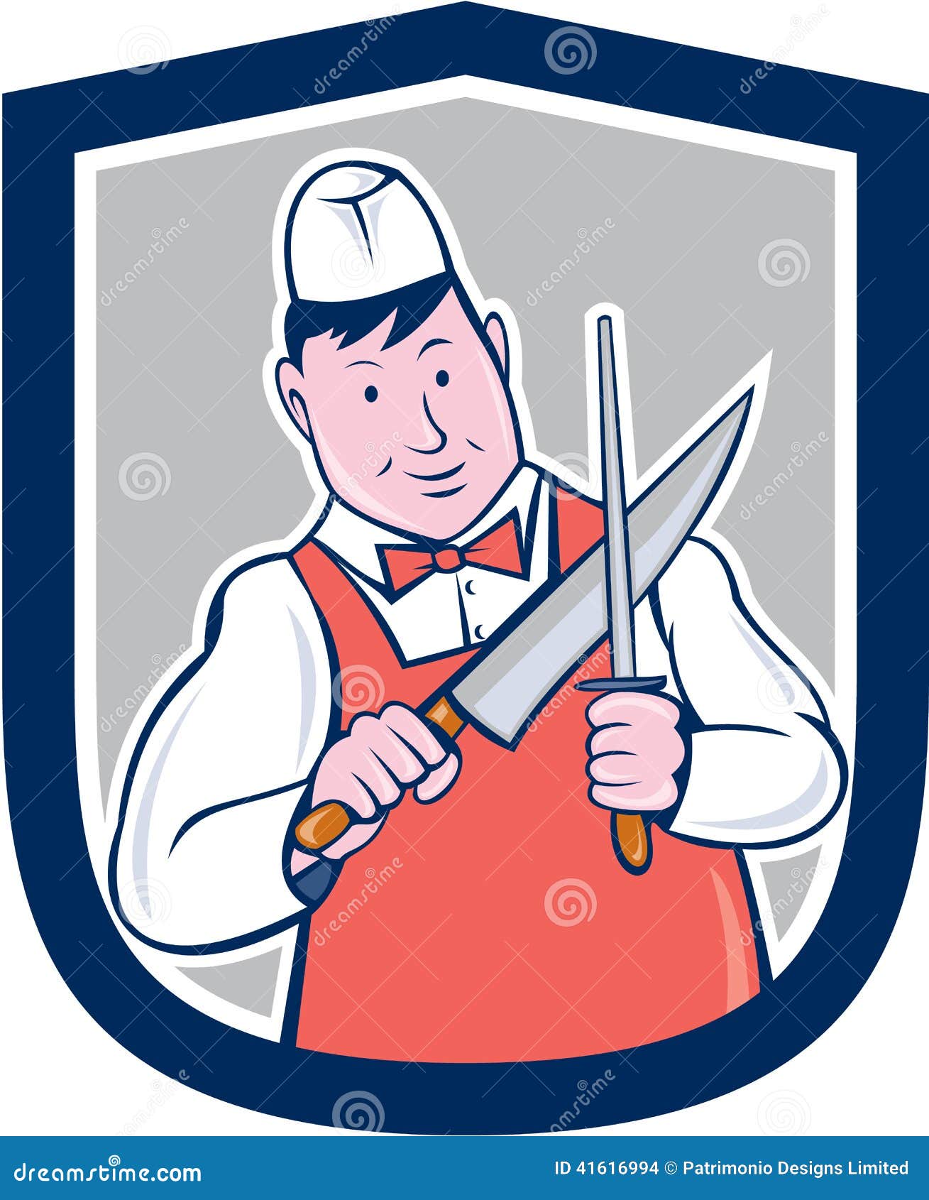 Boucher Sharpening Knife Cartoon Illustration de Vecteur - Illustration ...