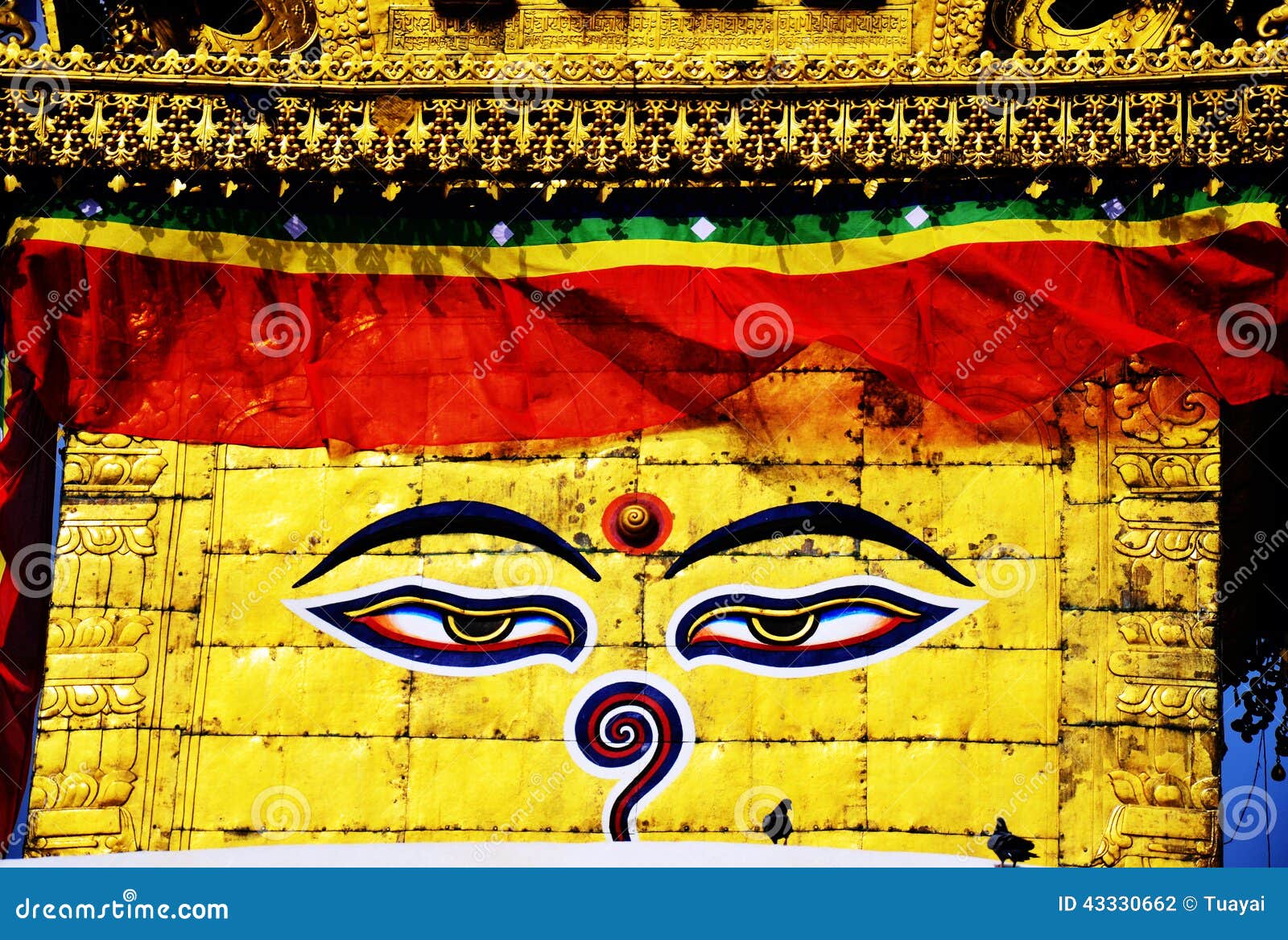 Boudhanath of Bodnath Stupa Met De Ogen Van Boedha of Wi Stock Foto ...