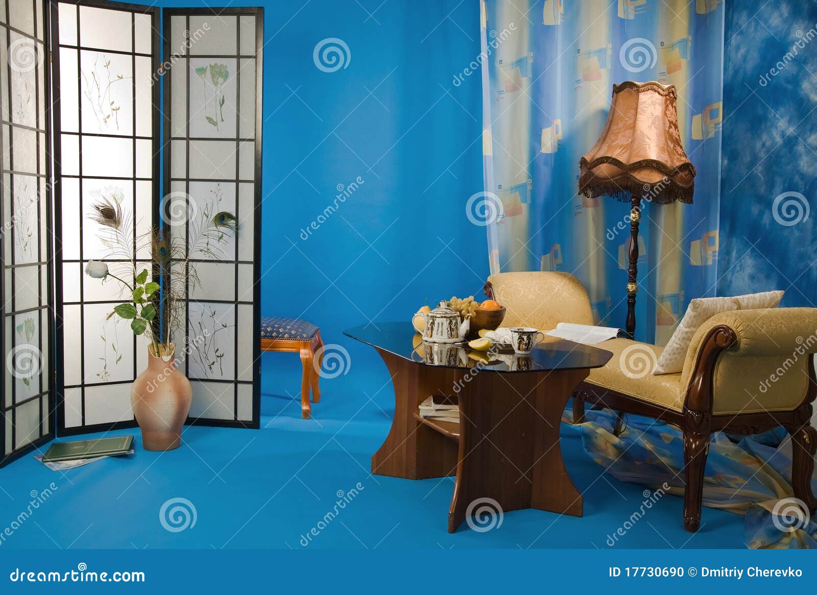 Boudoir Interior in the Blue Colors Stock Photo - Image of heritage ...