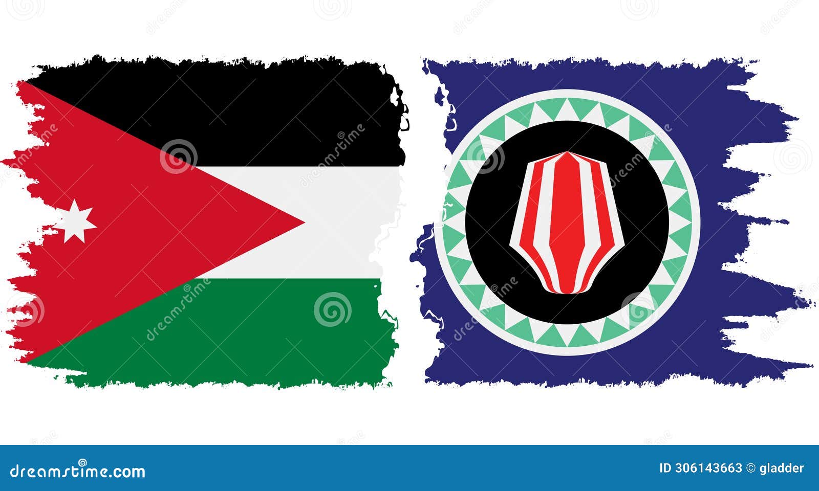 Bougainville and Jordan Grunge Flags Connection Vector Stock ...