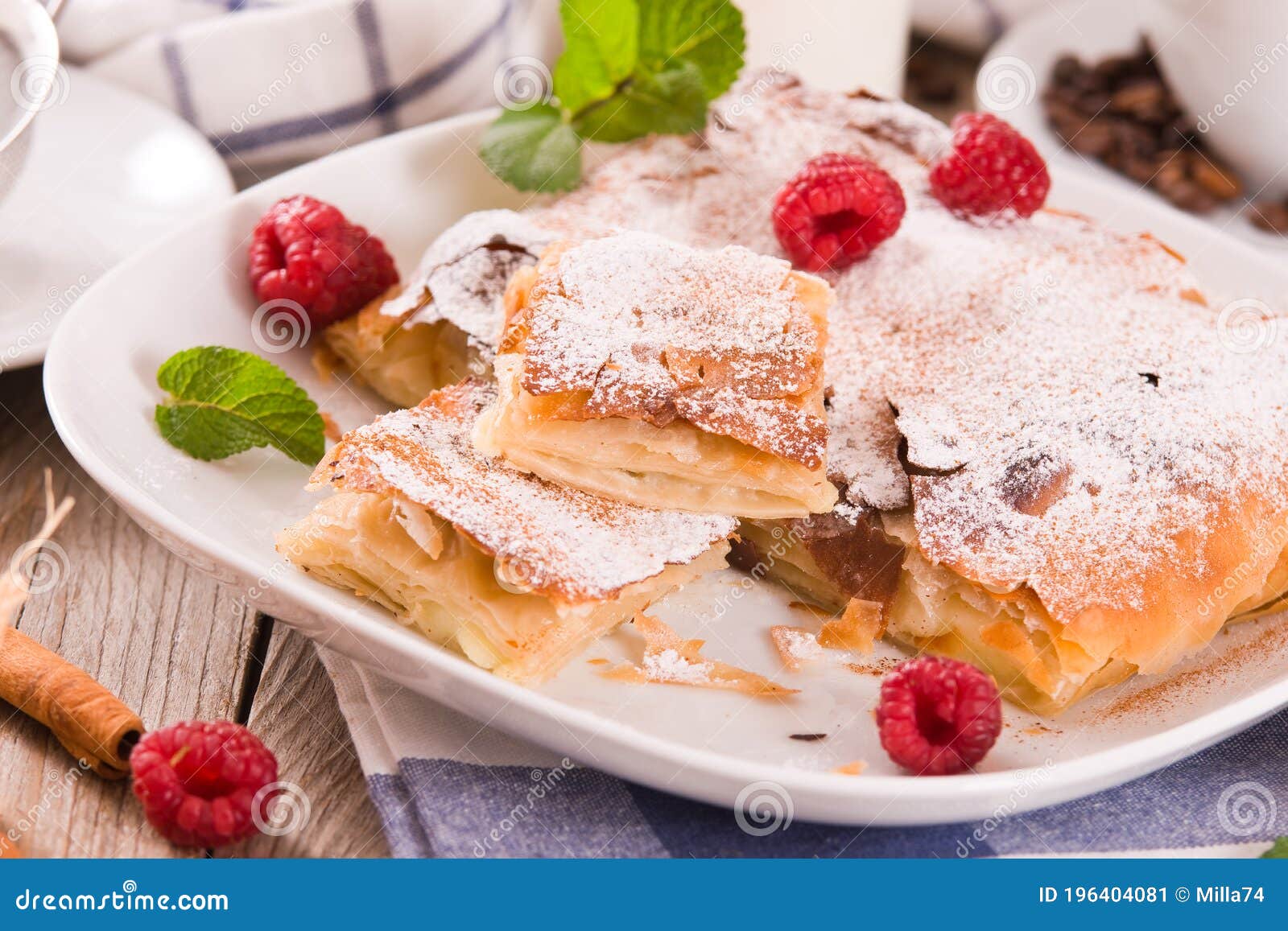 Bougatsa - Greek Puff Pastry with Cream. Stock Image - Image of fruit ...