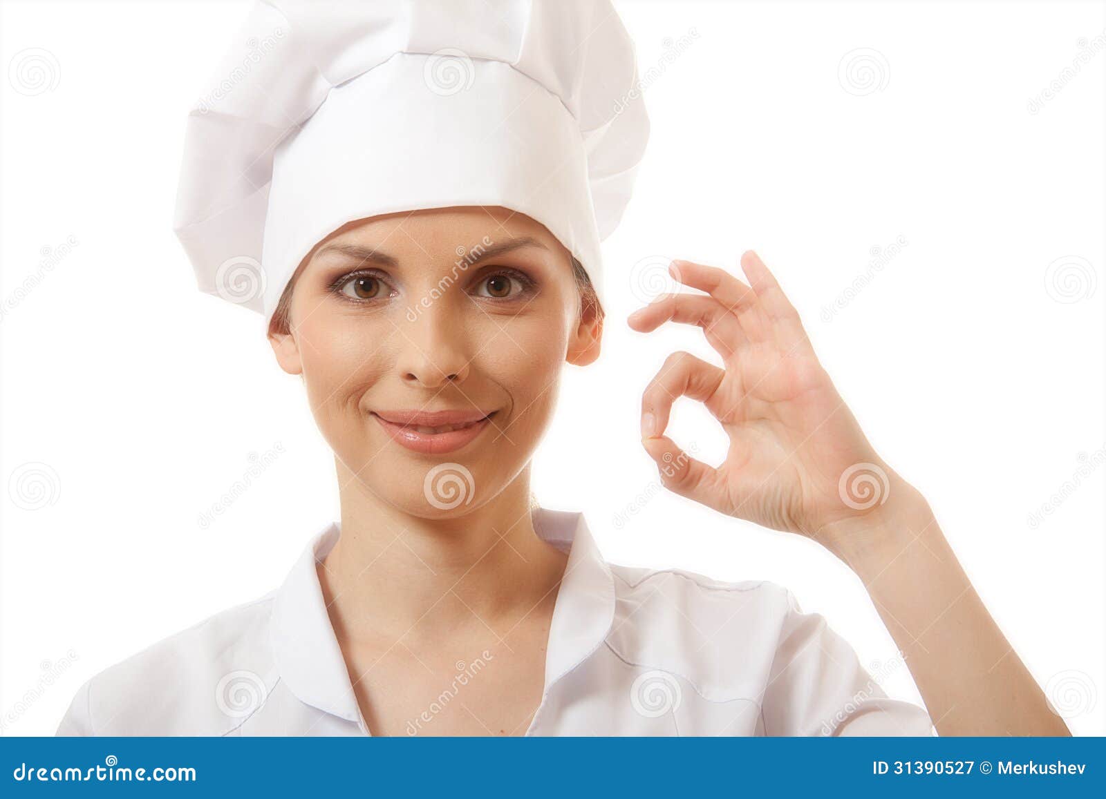 Boulanger Ou Cuisinier De Chef Montrant Le Signe Correct De Main Image ...