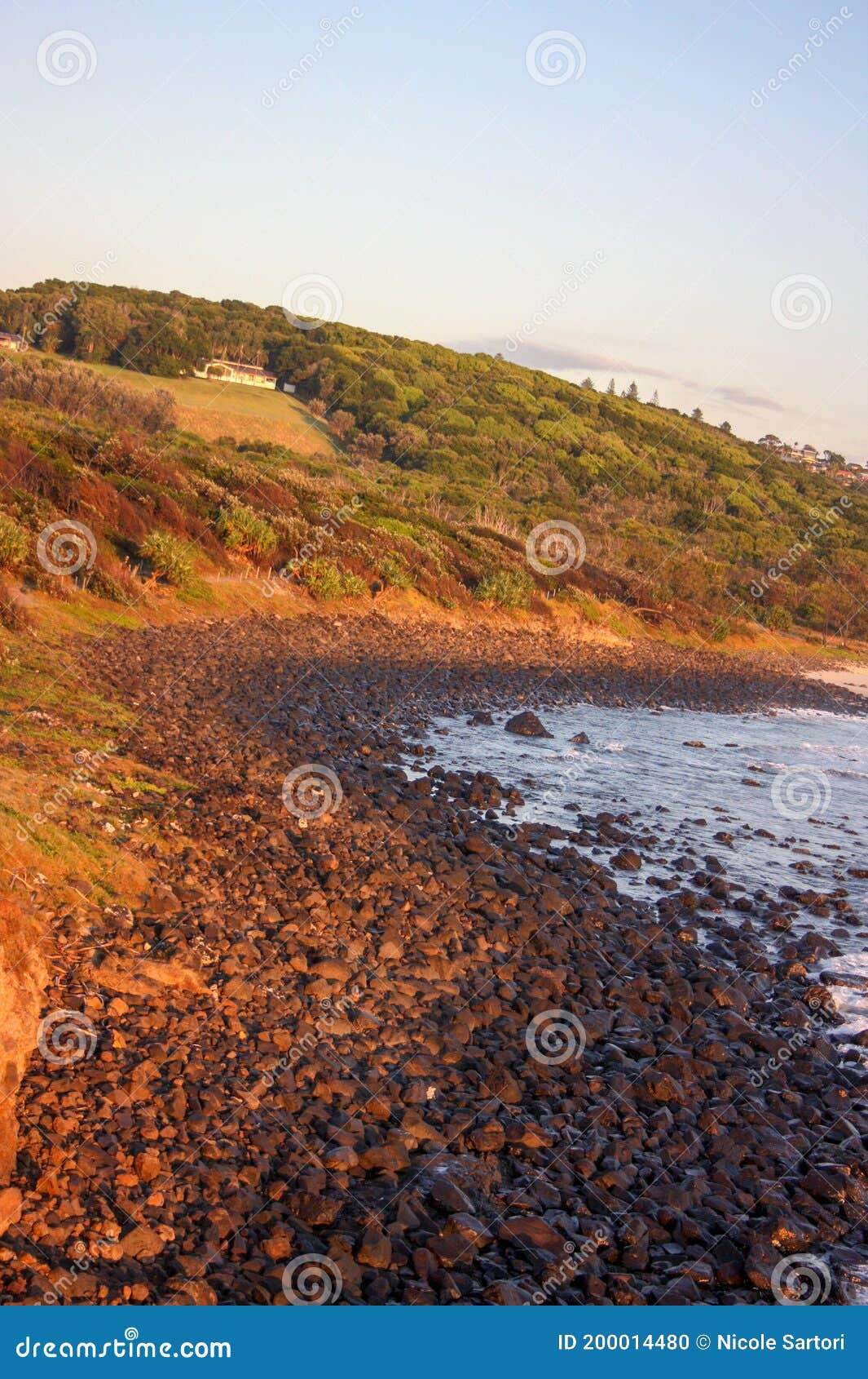 Boulder beach at sunrise stock photo. Image of horizon - 200014480