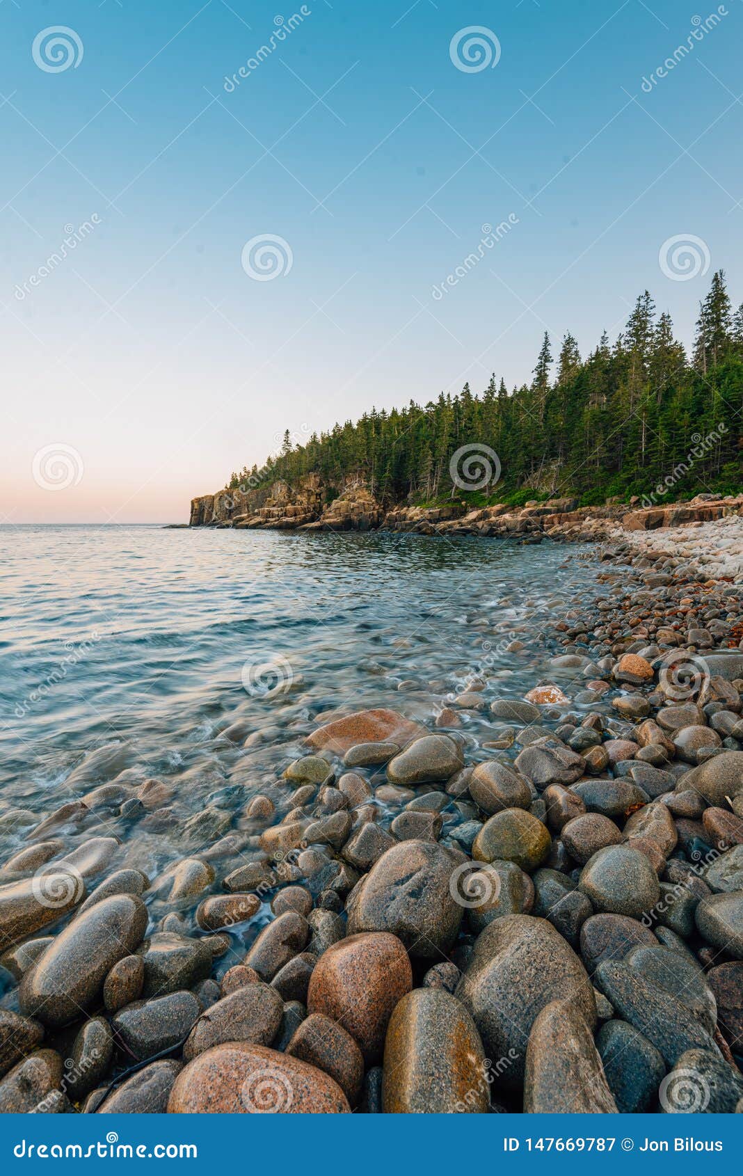 Boulder Beach at Sunset, in Acadia National Park, Maine Stock Image ...