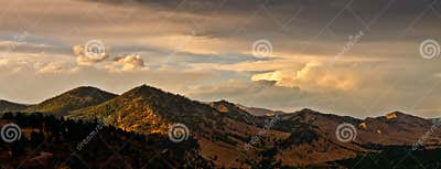 Boulder Colorado Mountain Range Sunset Panorama Stock Photo - Image of ...