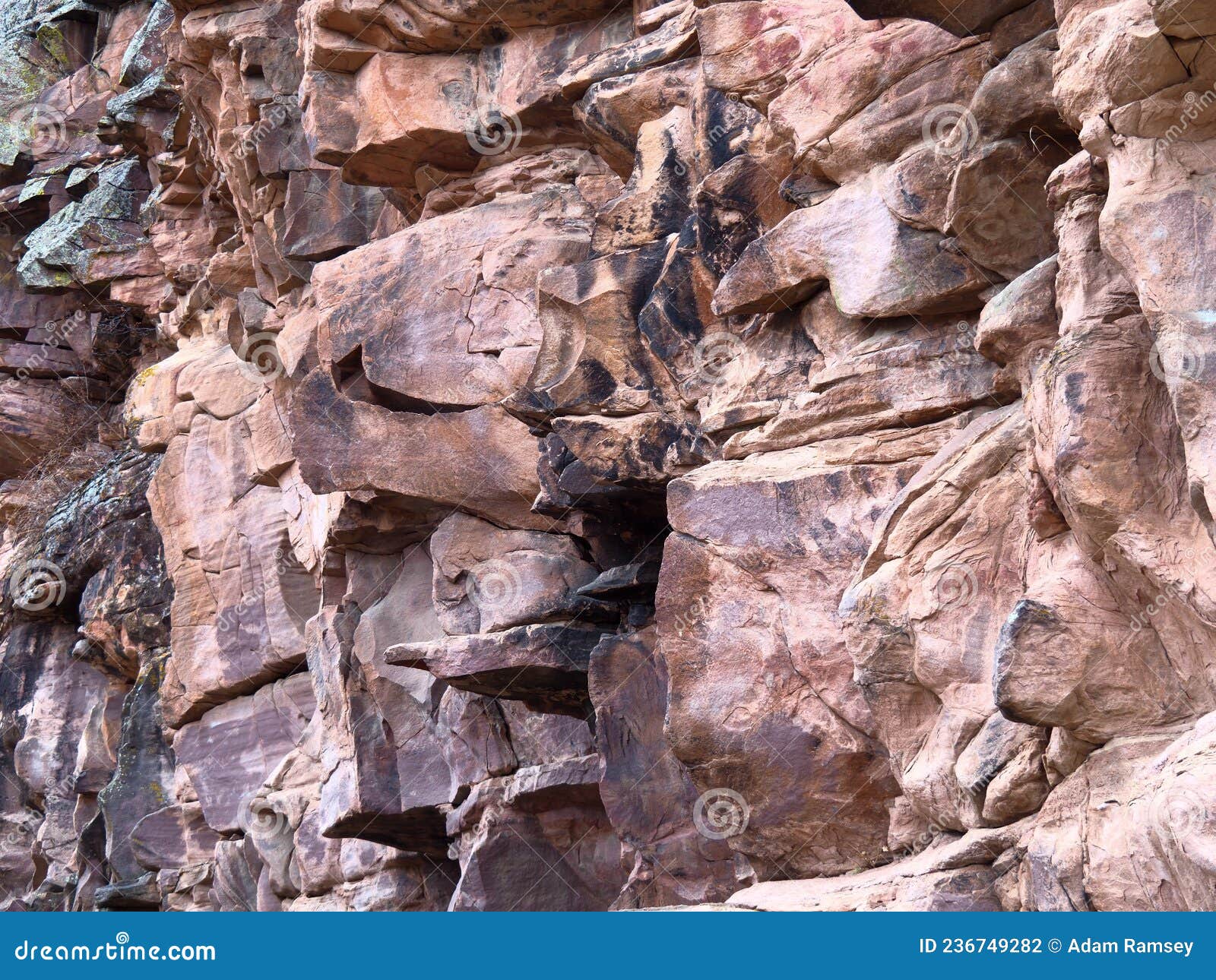 Boulder County Lyons Colorado Red Sandstone Rock Wall Stock Photo ...