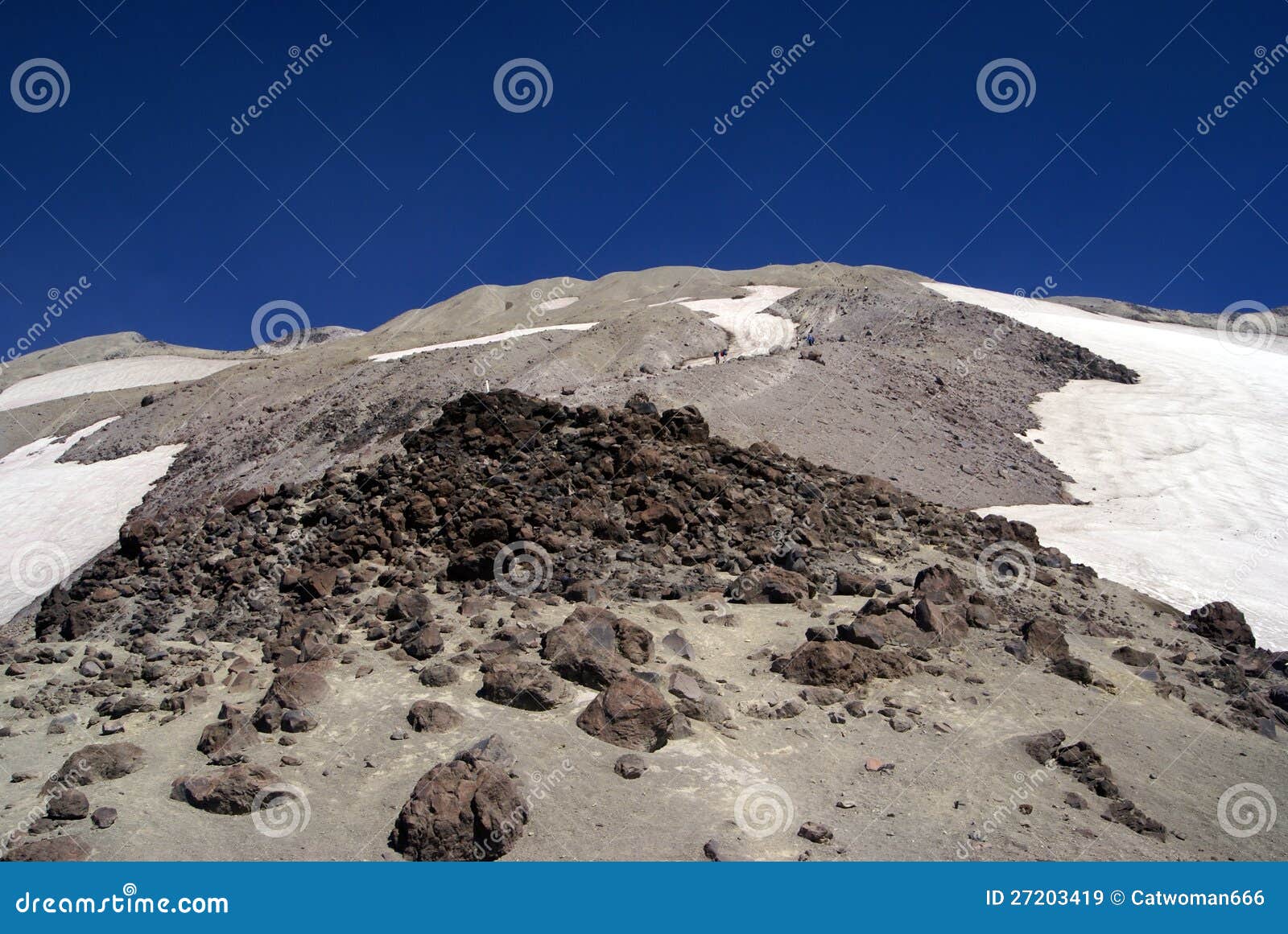 Boulder Field on Mt. St. Helens Stock Image - Image of mountain, blue ...