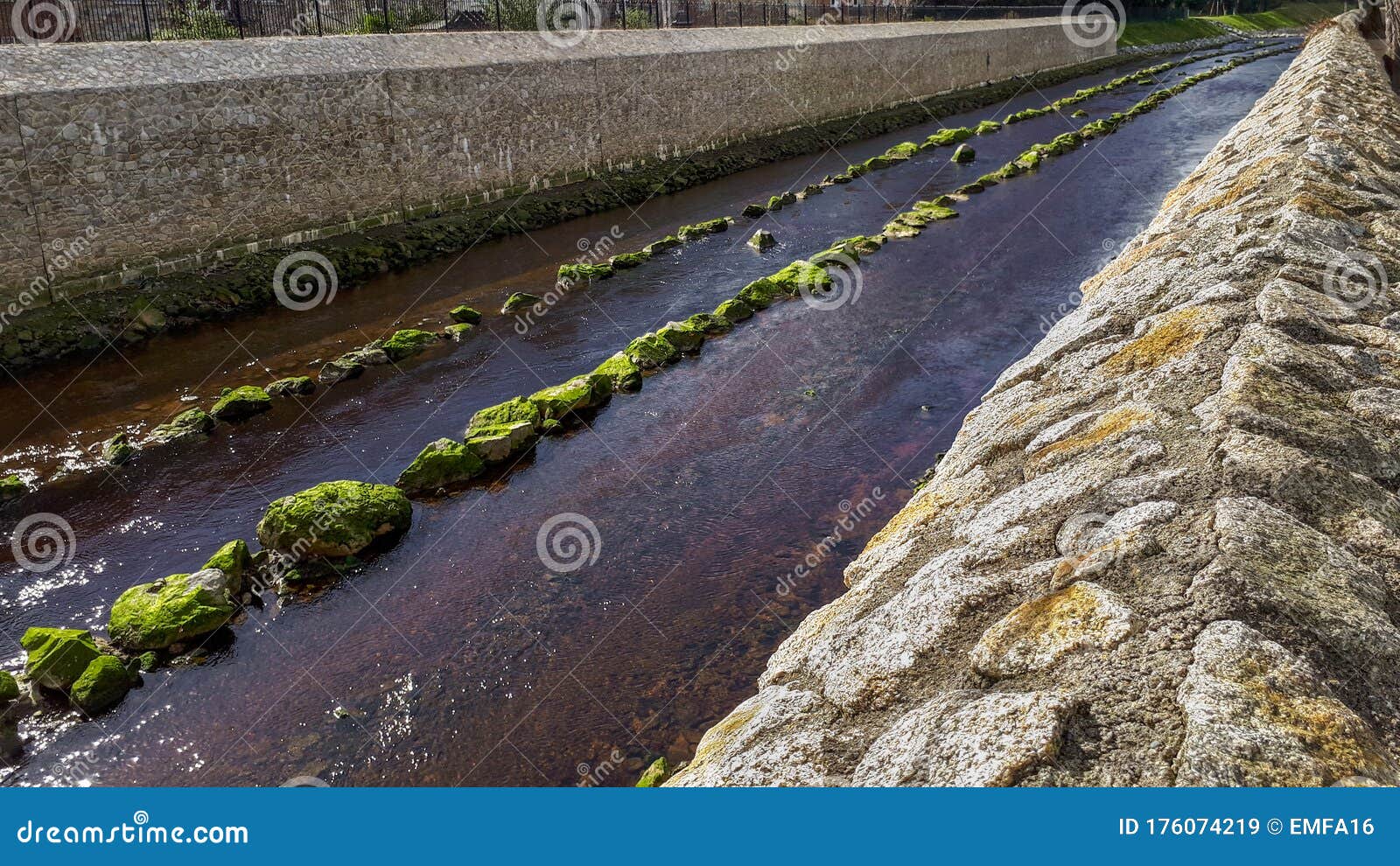 Boulder Flood Defences in a River Stock Image - Image of stone ...