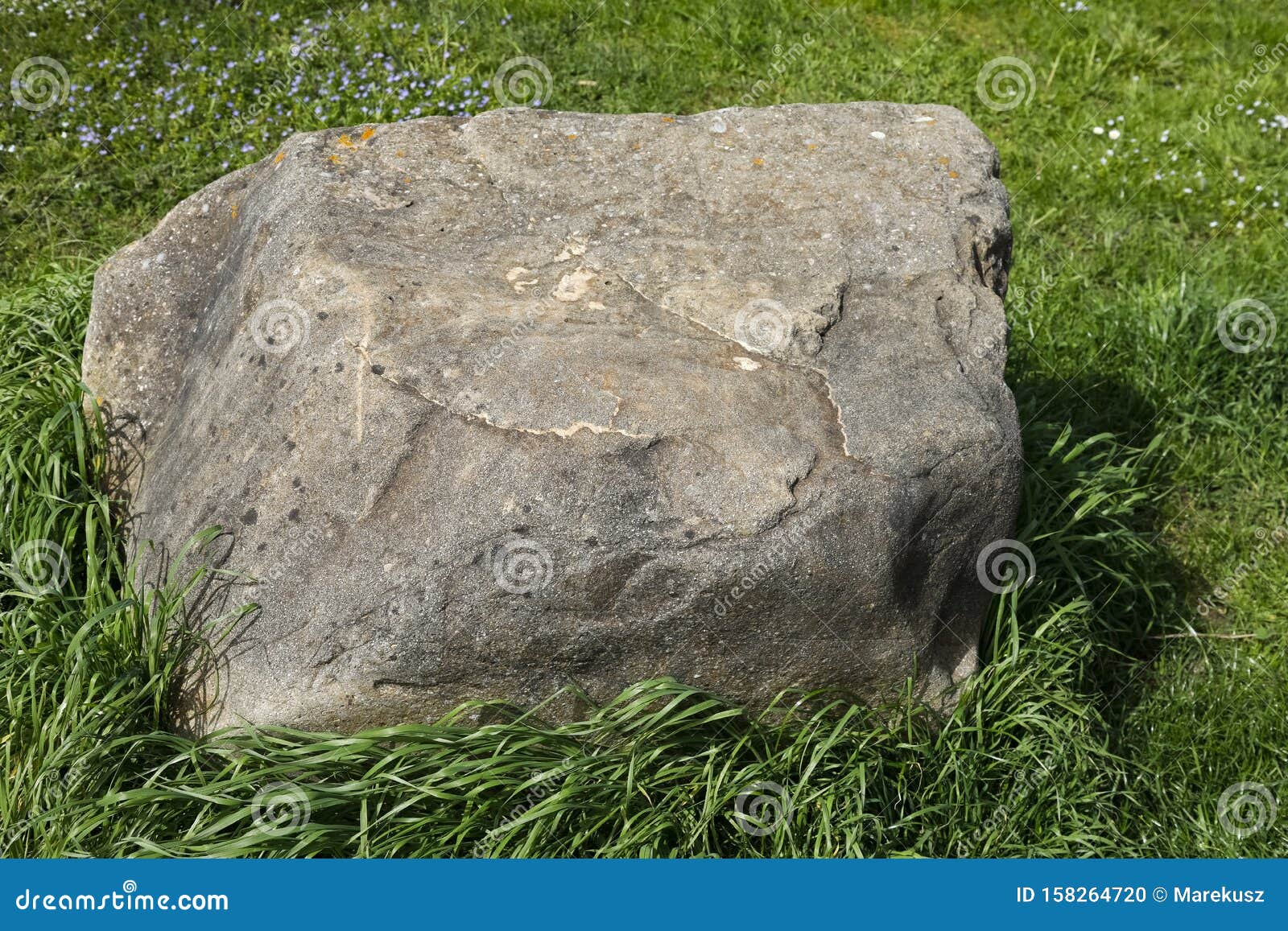 The Boulder is Lying on the Grass Stock Photo - Image of landscape ...