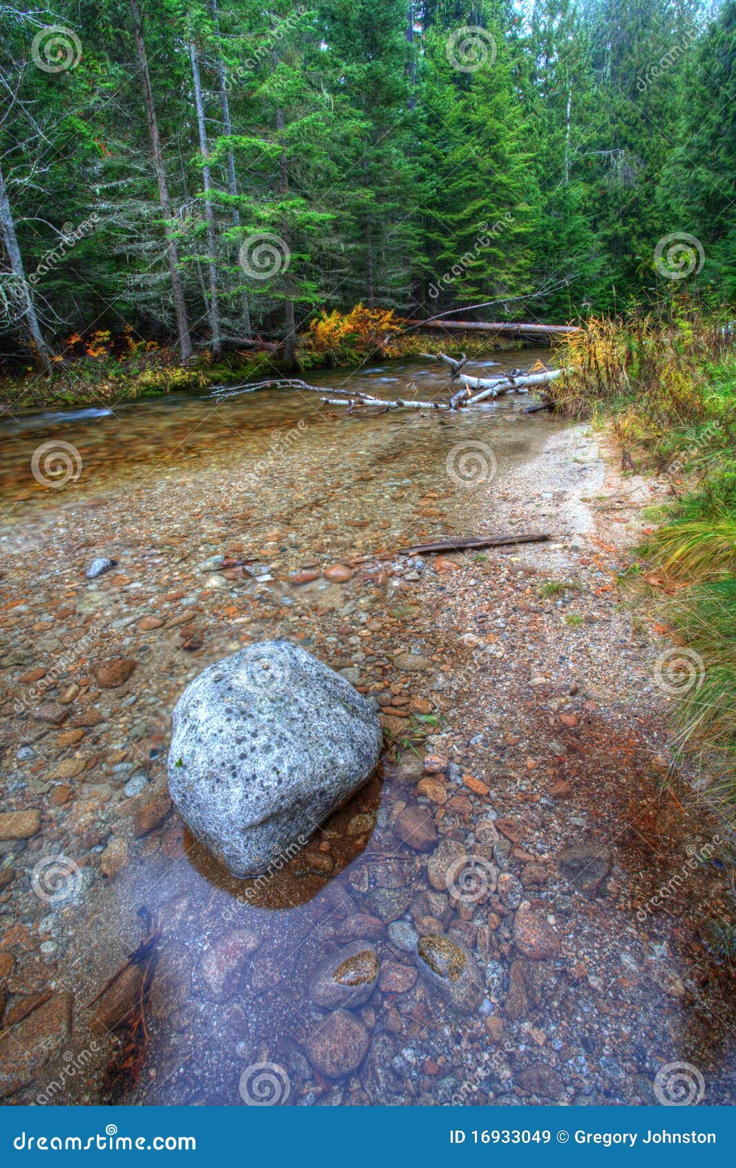 Boulder in river. stock image. Image of clean, creek - 16933049