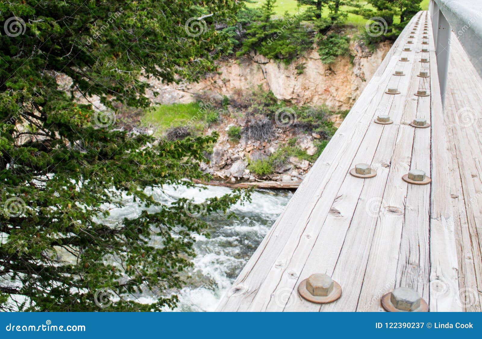 Boulder River Viewed from a Bridge Railing Stock Image - Image of ...